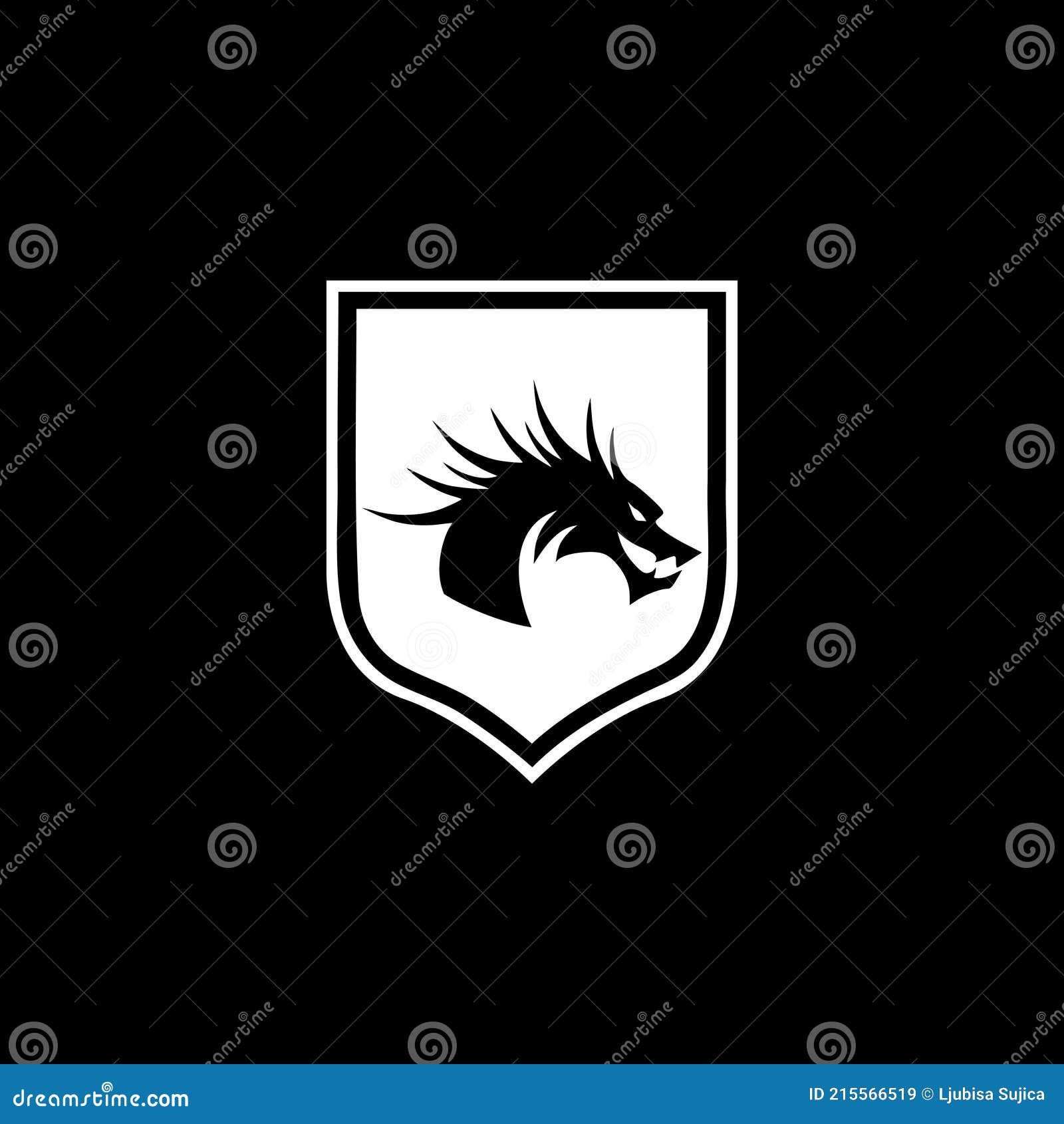 Dragon Shield Logo Design Isolated on Dark Background Stock Vector ...