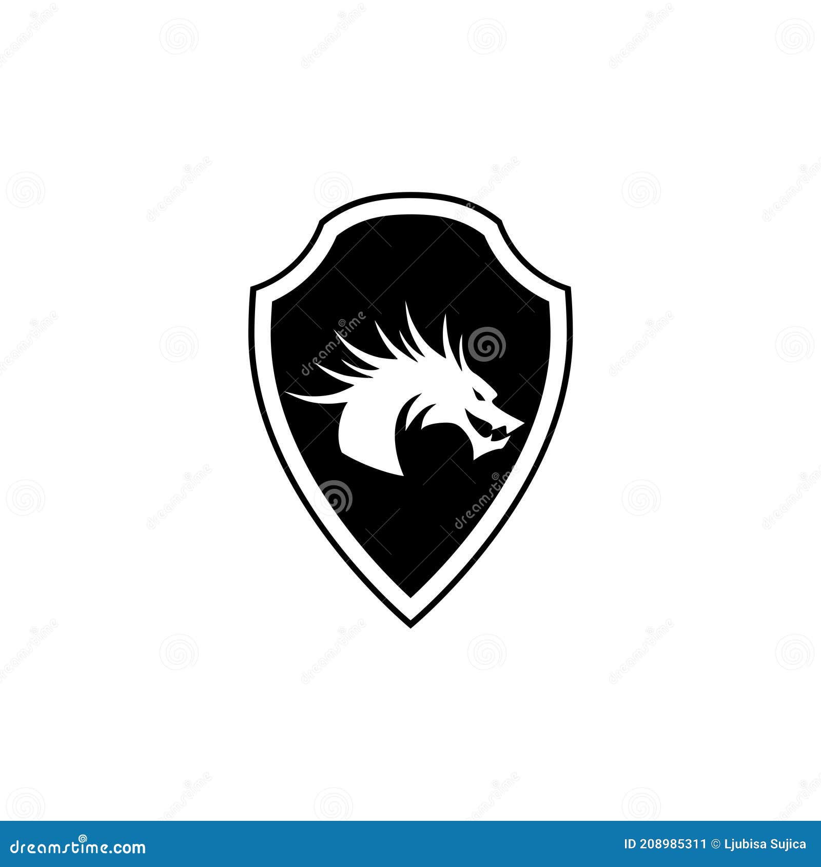 Dragon Shield Logo Design Isolated on White Background Stock Vector ...