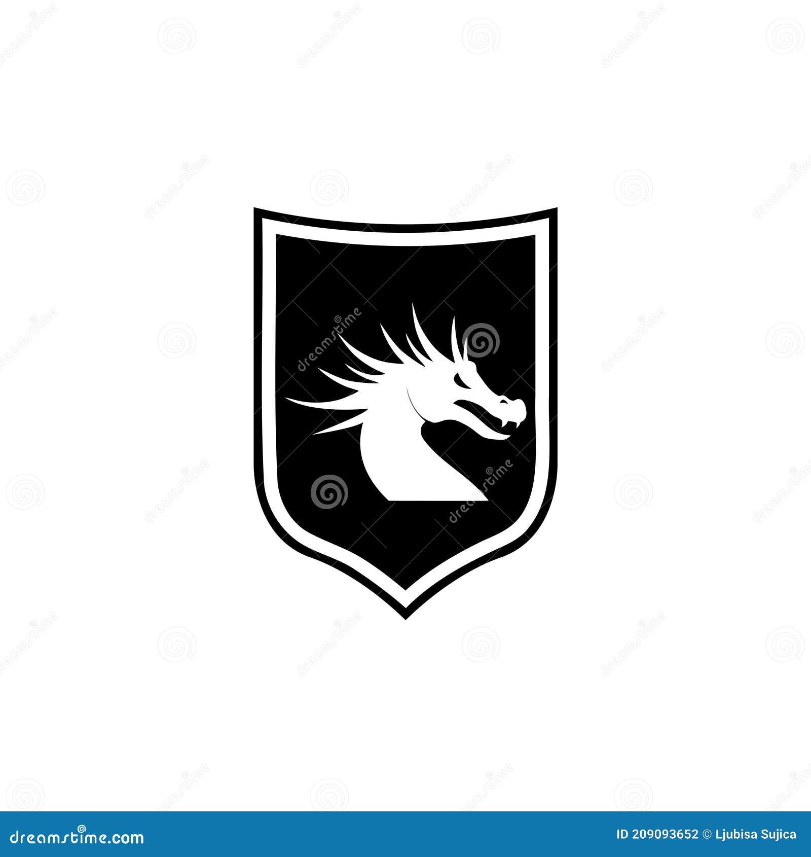 Dragon Shield Logo Design Isolated on White Background Stock Vector ...