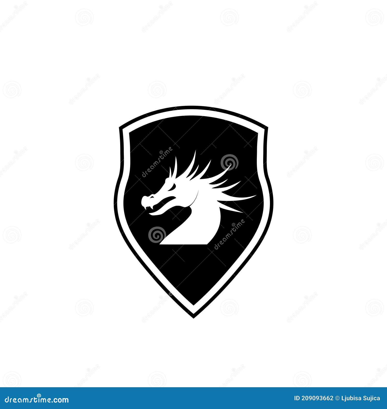 Dragon Shield Logo Design Isolated on White Background Stock Vector ...
