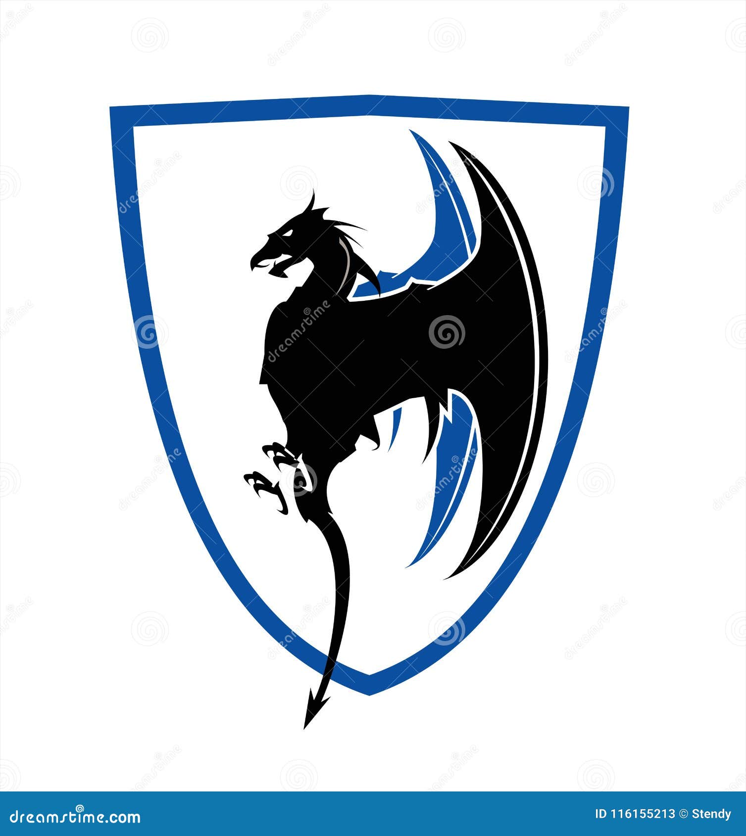 Dragon, dragon on shield. stock illustration. Illustration of ornament ...