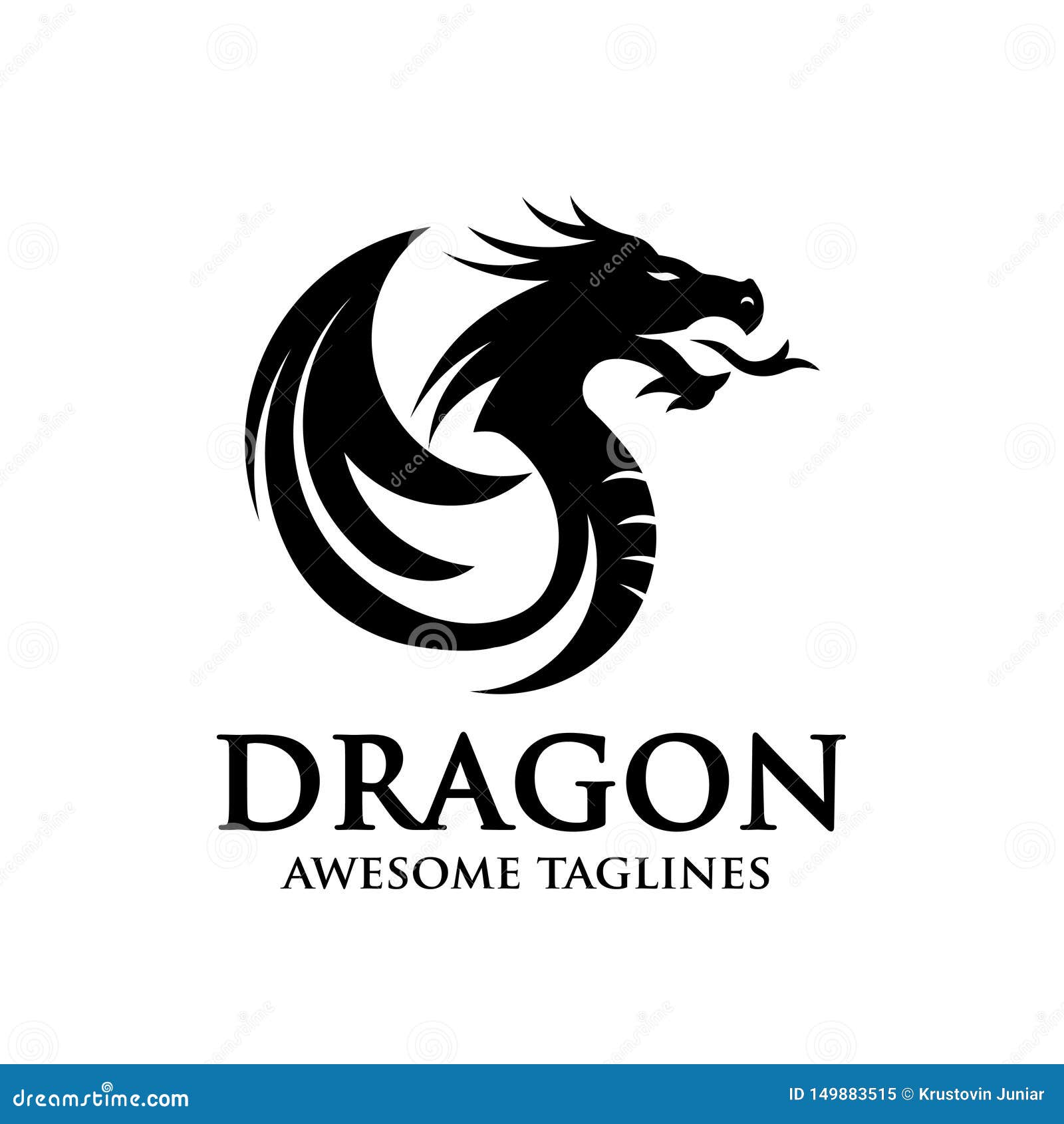 Dragon Silhouette Circle Logo Design Cartoon Vector | CartoonDealer.com ...