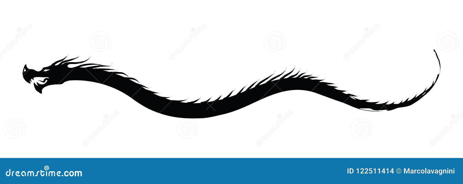 Dragon Silhouette Floating Crawling Stock Vector - Illustration of ...