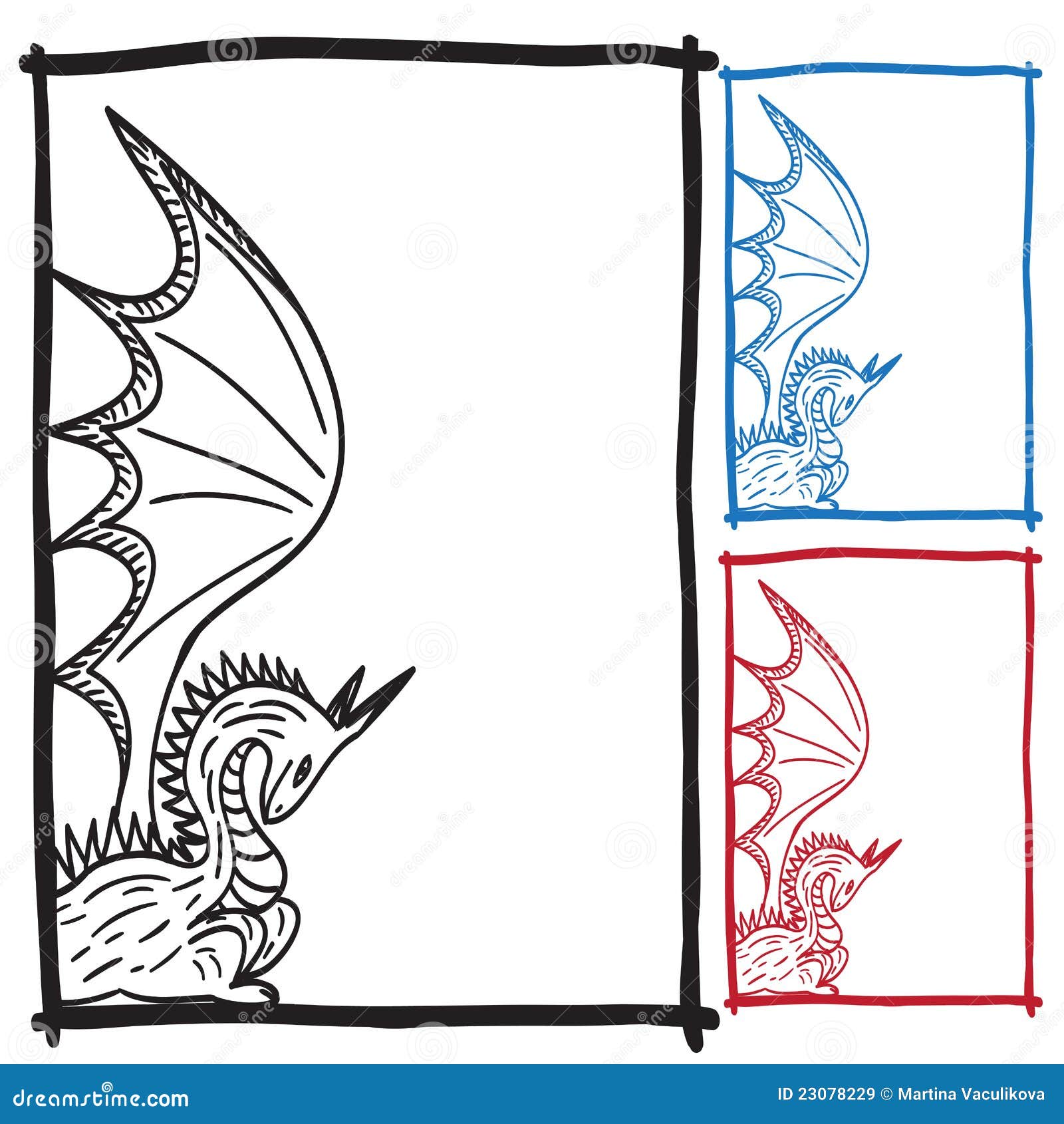 Dragon Sketch Frame Picture Stock Illustration - Illustration of frames ...