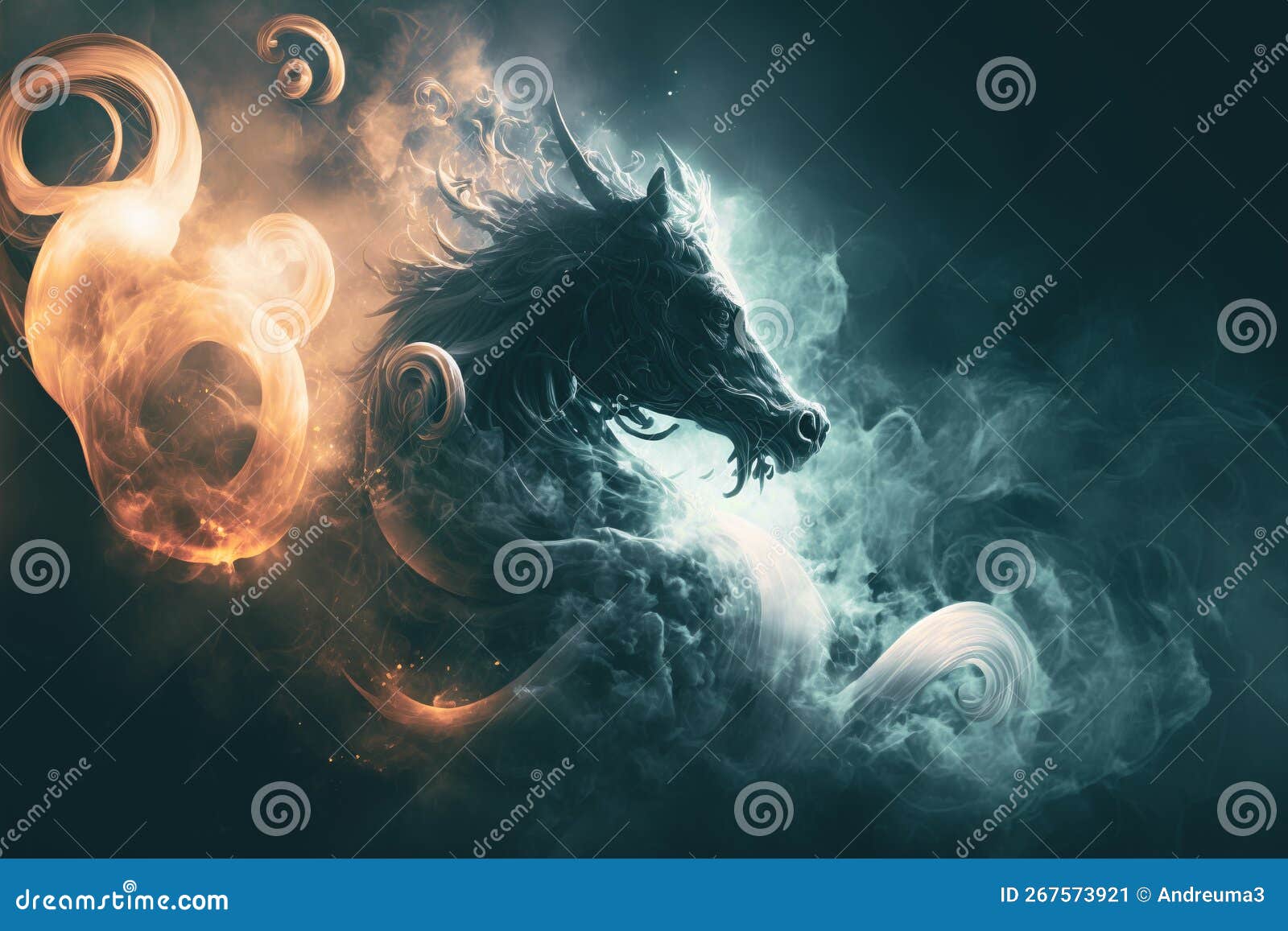Dragon Smoke and Fire in the Sky. Generative AI Stock Illustration ...