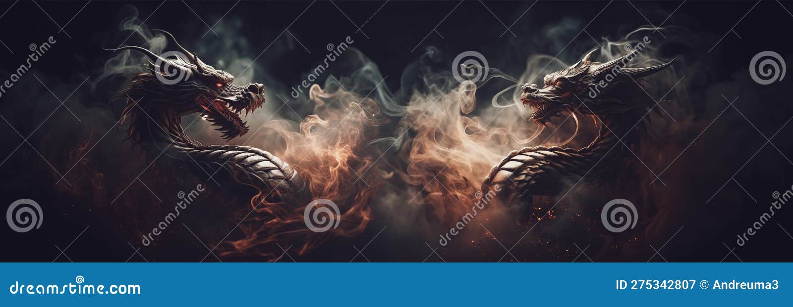 Dragon Smoke and Fire in the Sky. Generative AI Stock Illustration ...