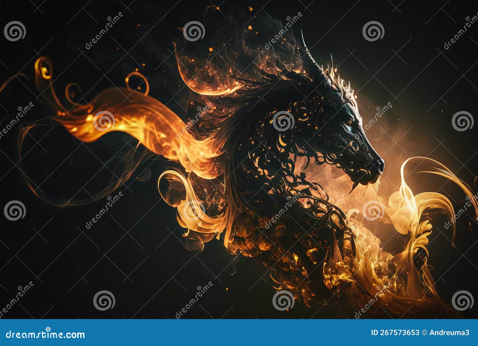Dragon Smoke and Fire in the Sky. Generative AI Stock Illustration ...