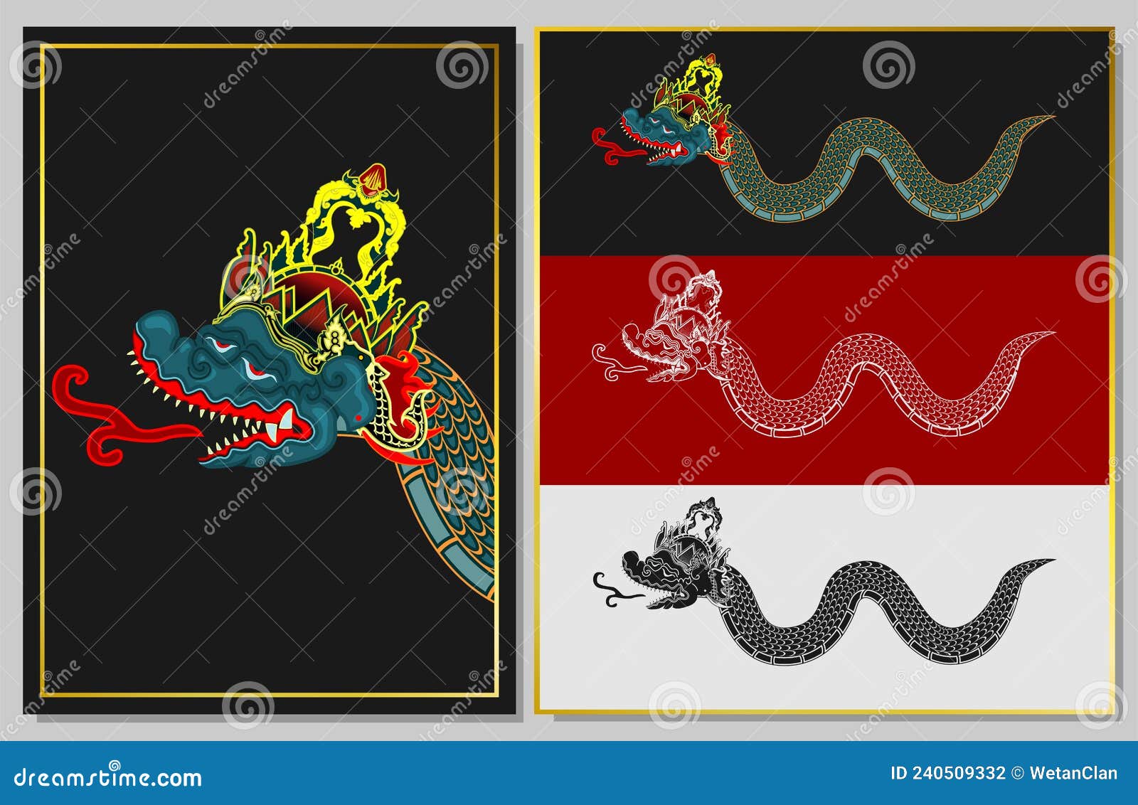 Dragon Snake Pattern or Ornament Stock Vector - Illustration of batik ...
