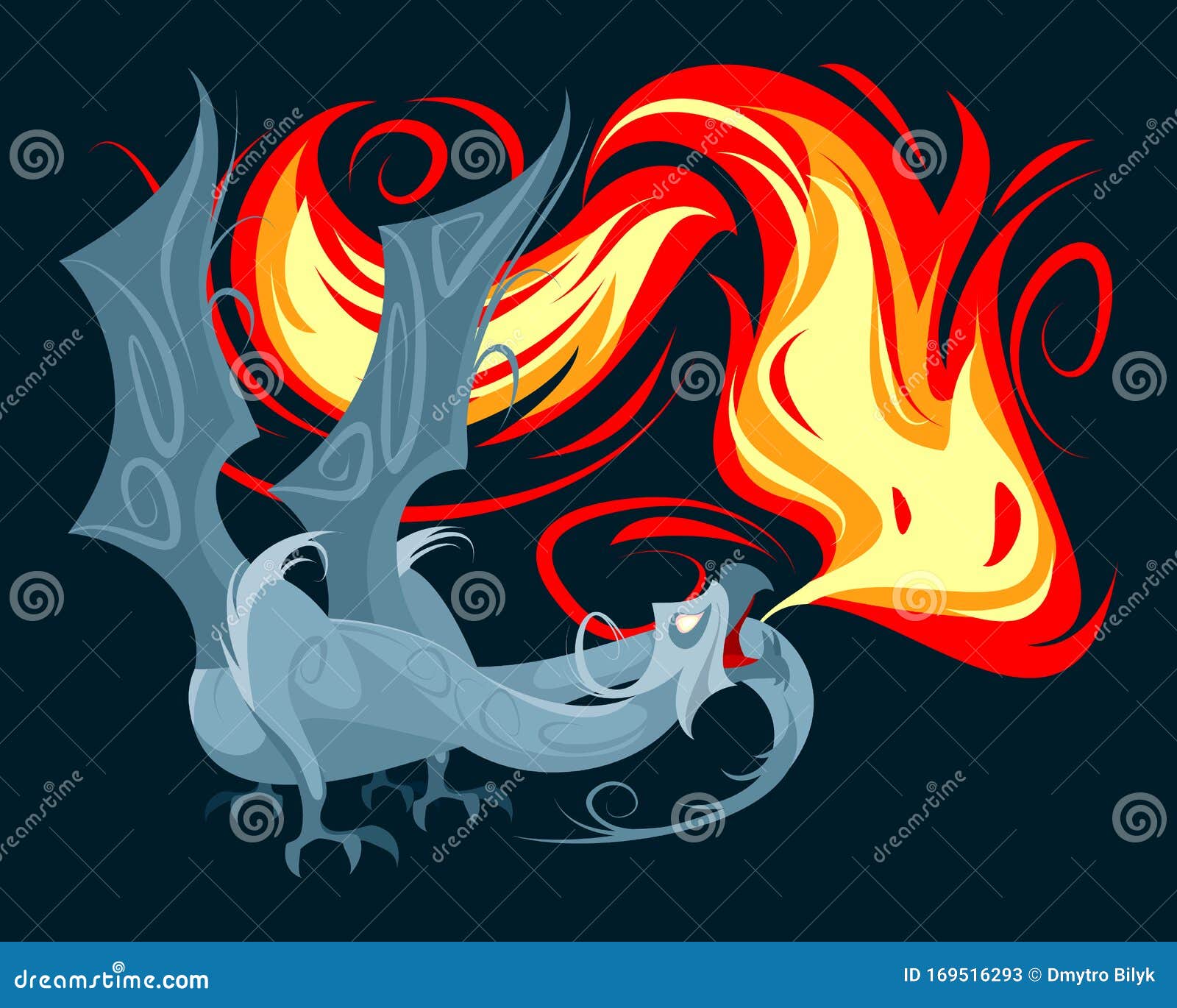Dragon Spewing Flames Cartoon Vector | CartoonDealer.com #22089151