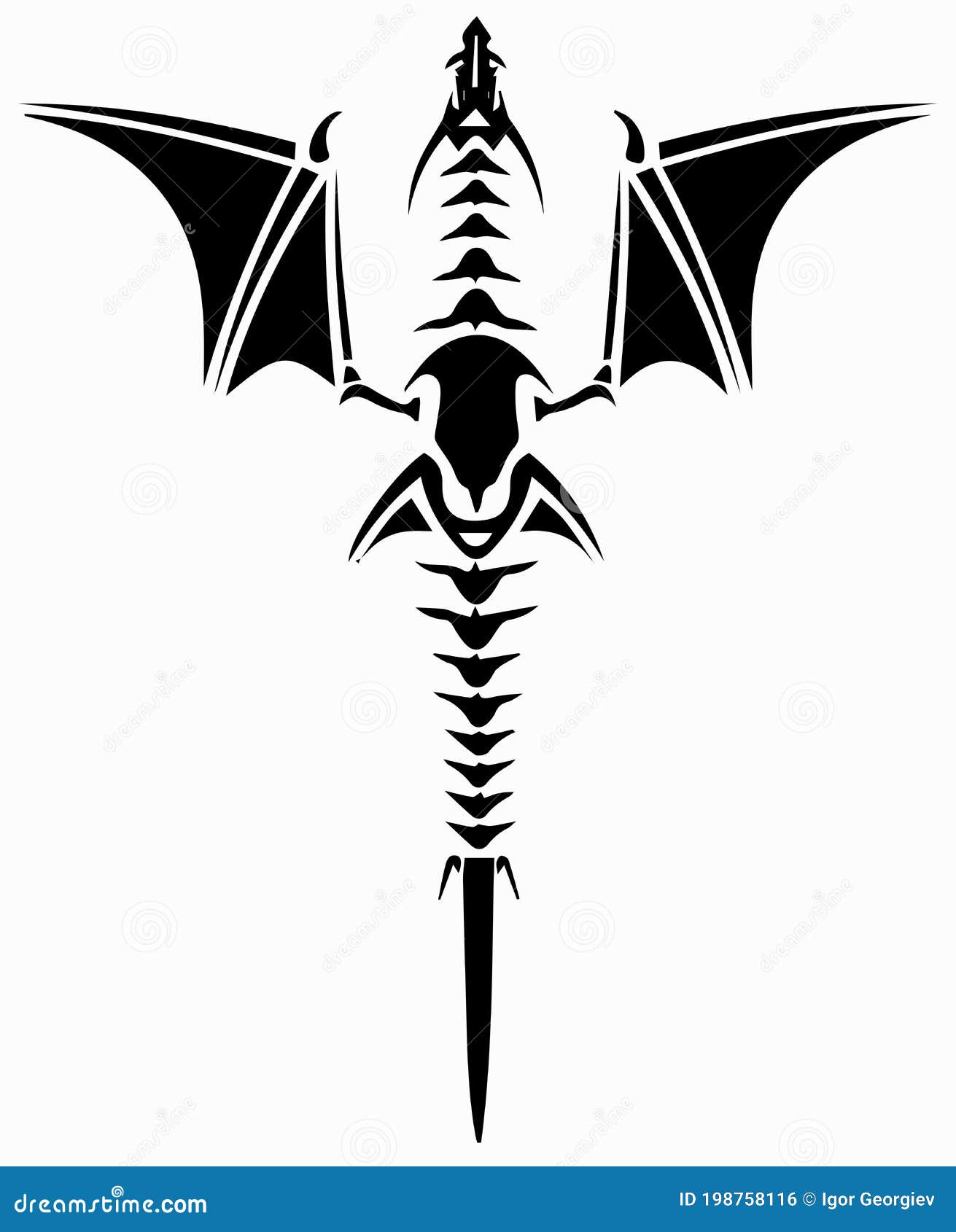 Dragon Spine Tattoo. Set Of Dragon Labels And Elements. Vector Set ...