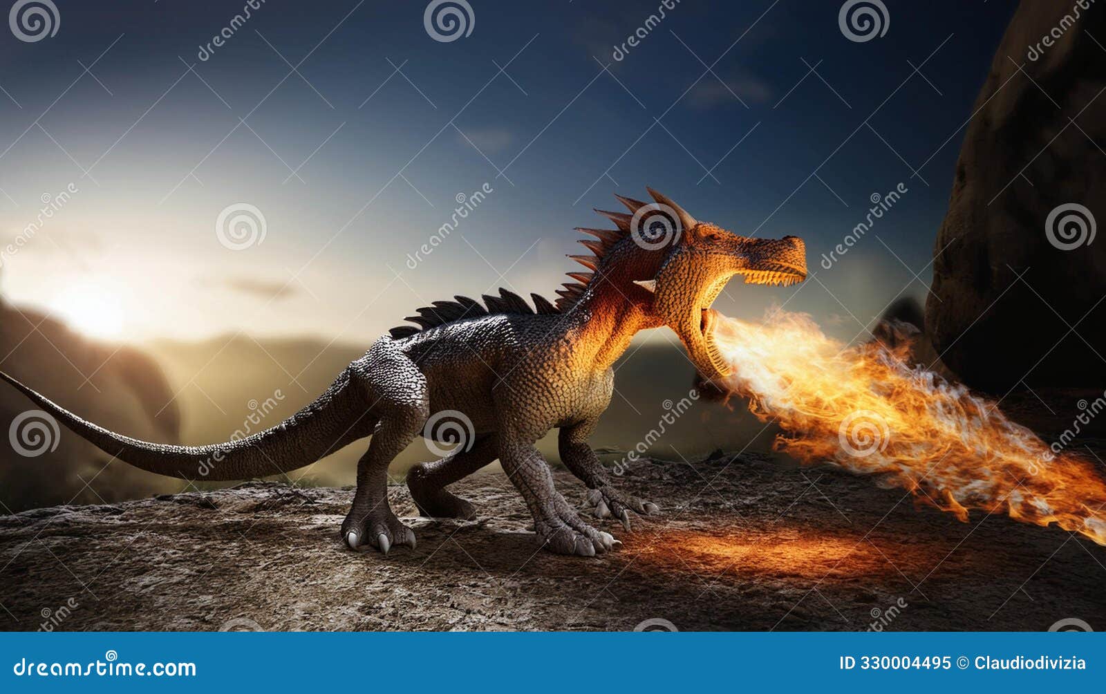 Dragon Spitting Fire, AI Generated Stock Illustration - Illustration of ...