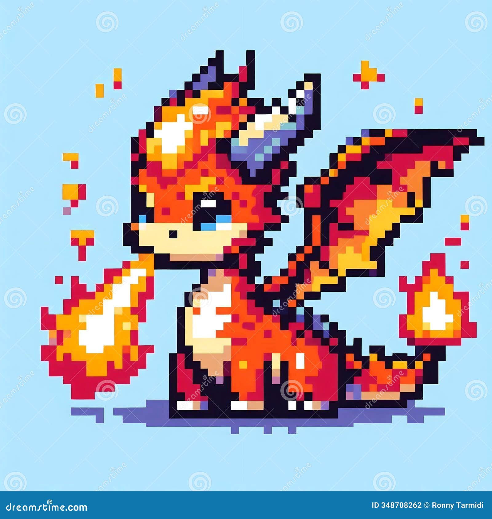 Dragon Spitting Fire, Pixel Art Royalty-Free Stock Image ...