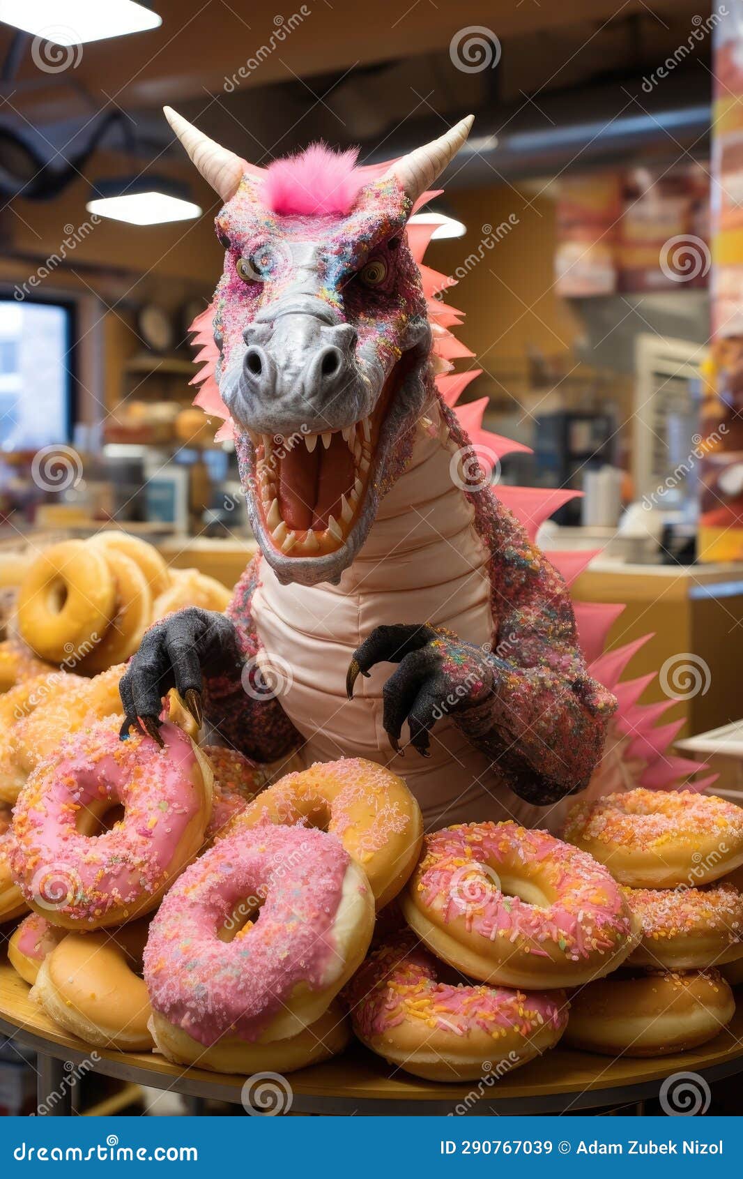 A Dragon with Sprinkles and Donuts Stock Illustration - Illustration of ...