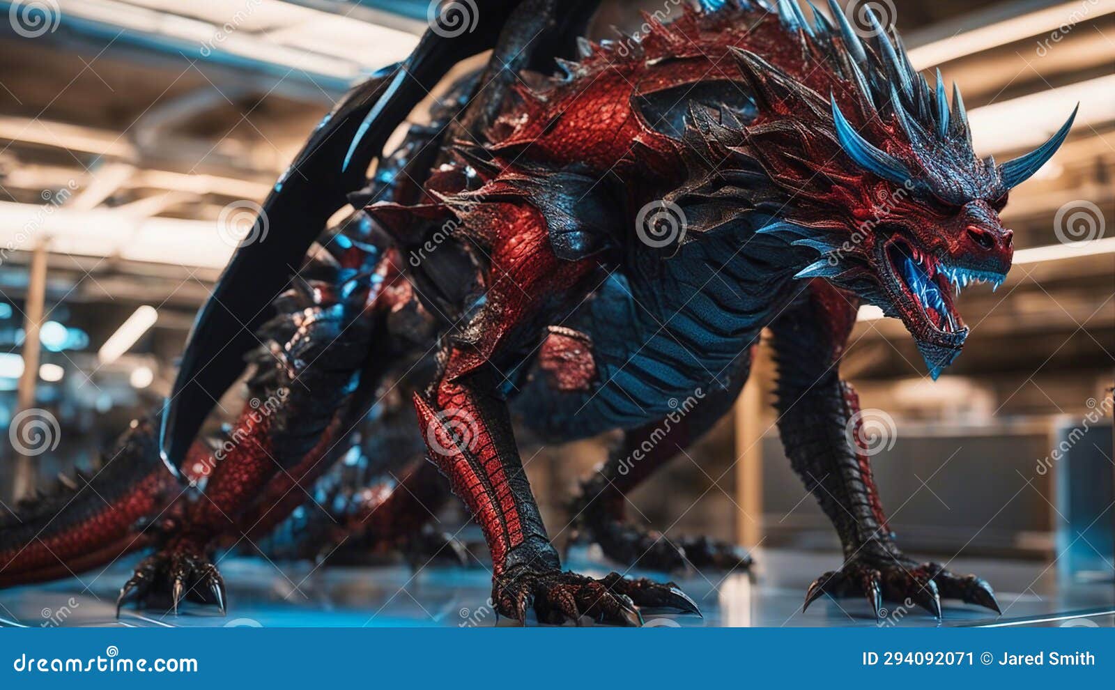 Dragon on the Stage in an Evil Future, Stock Illustration ...