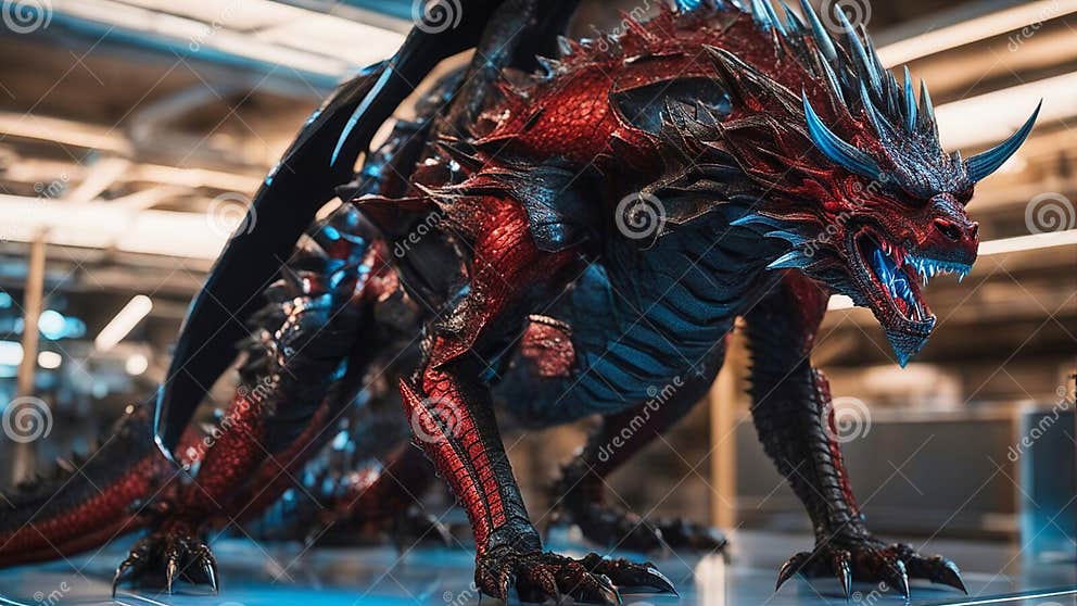 Dragon on the Stage in an Evil Future, Stock Illustration ...