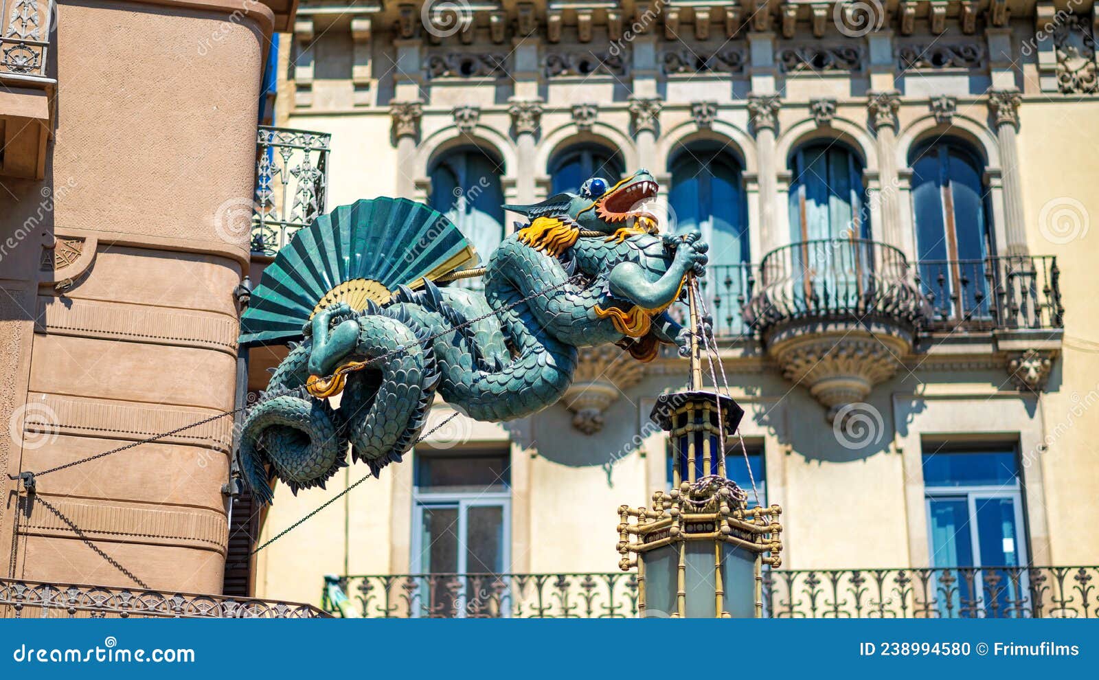 Dragon Statue on a Building in Barcelona, Spain Stock Photo - Image of ...