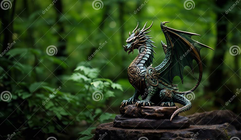 Dragon Statue in the Forest. Selective Focus and Shallow Depth of Field ...