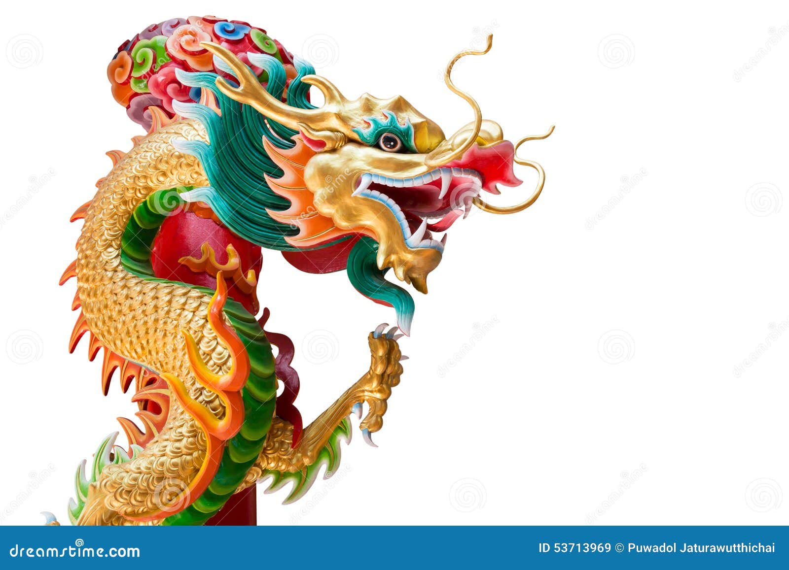 Dragon Statue ( Isolated ) in Thailand and Blank Area at Left Side ...