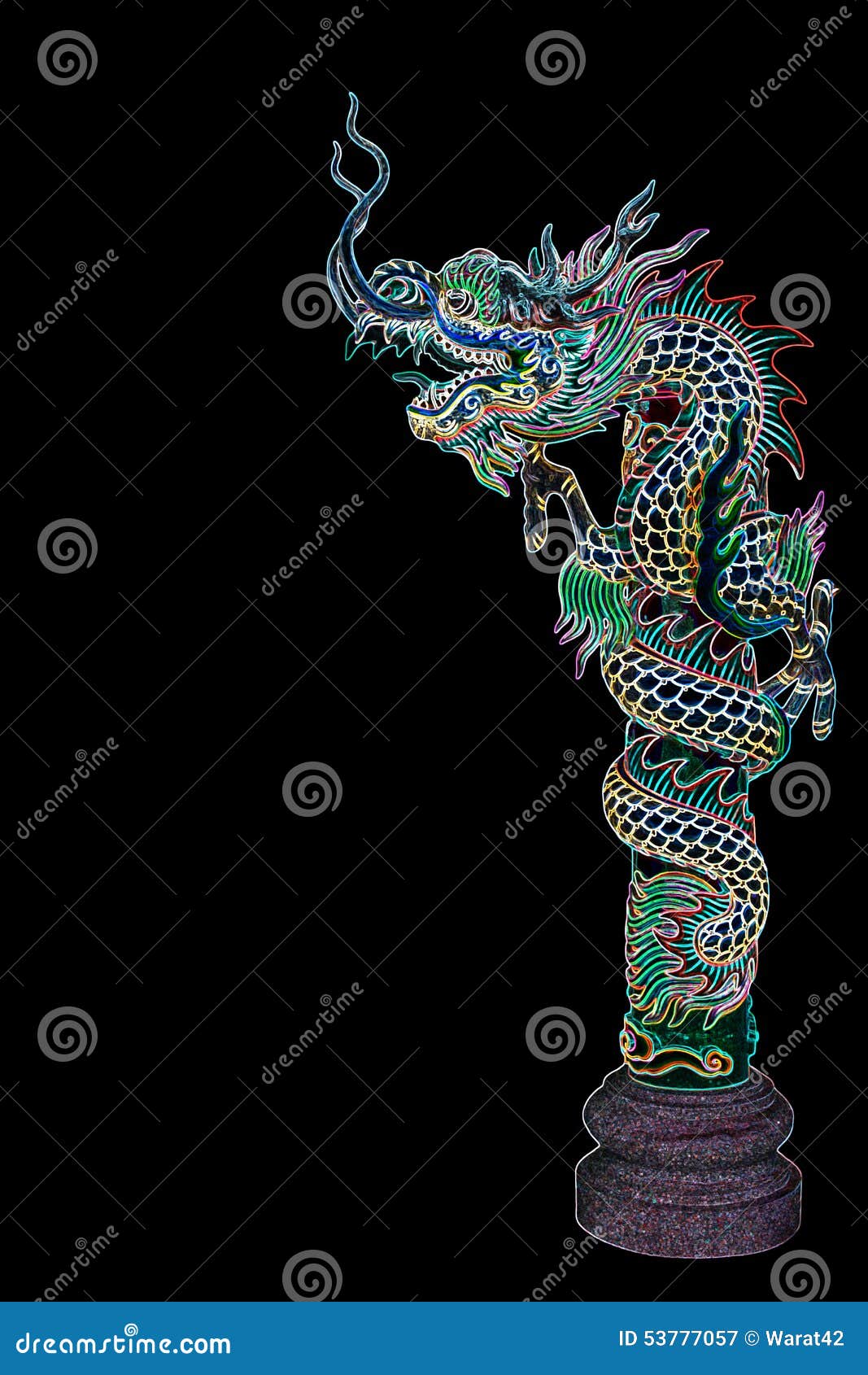 Dragon Statue Neon Lights Stock Illustrations – 1 Dragon Statue Neon ...