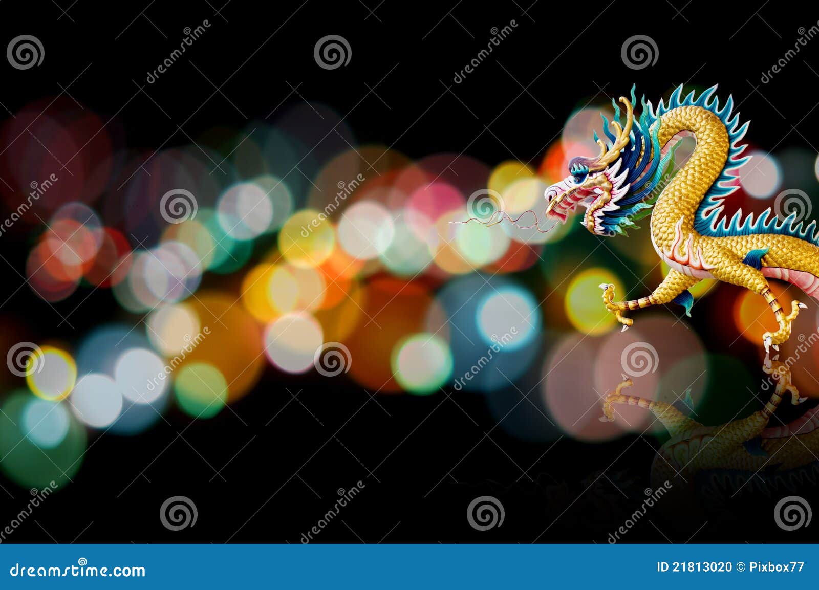 Dragon Statue with Nice Lighting Bokeh Stock Illustration ...