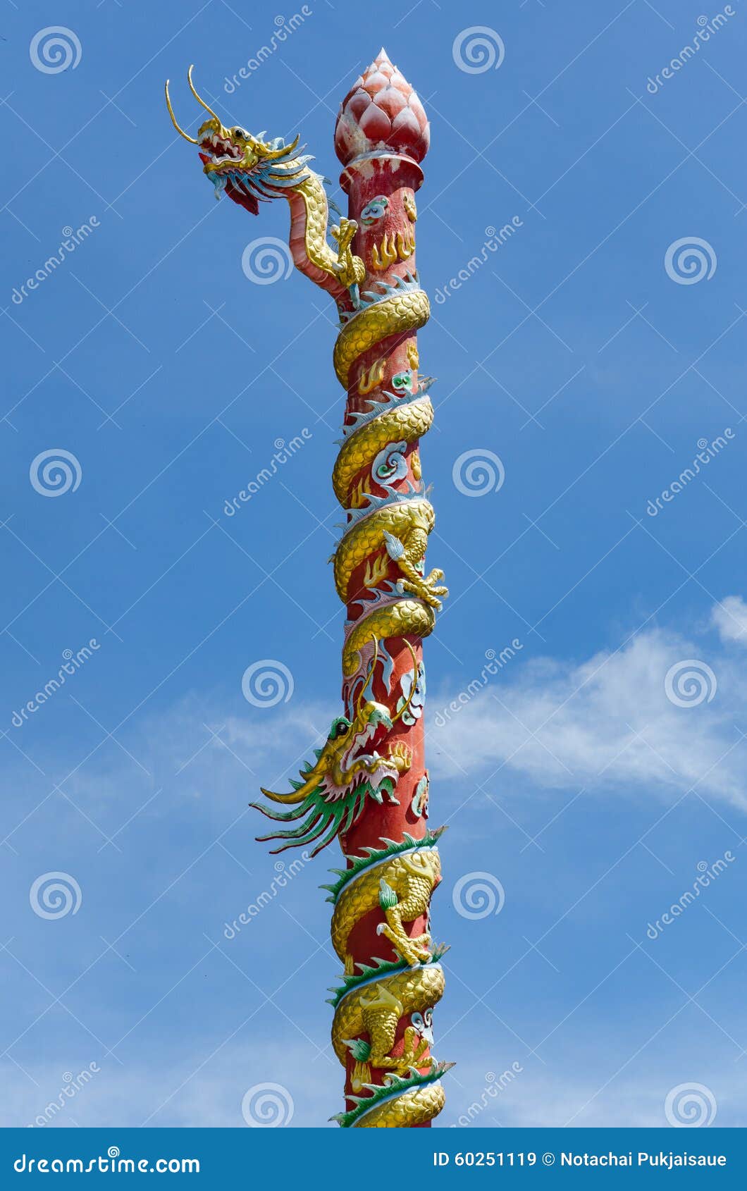 Dragon statue on pole stock image. Image of asia, minutiae - 60251119