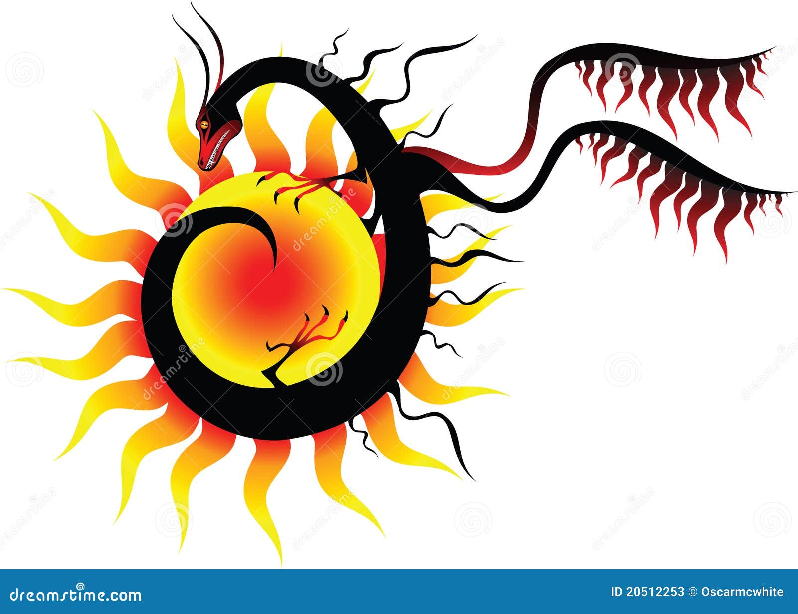 Dragon and the sun stock vector. Illustration of magic - 20512253