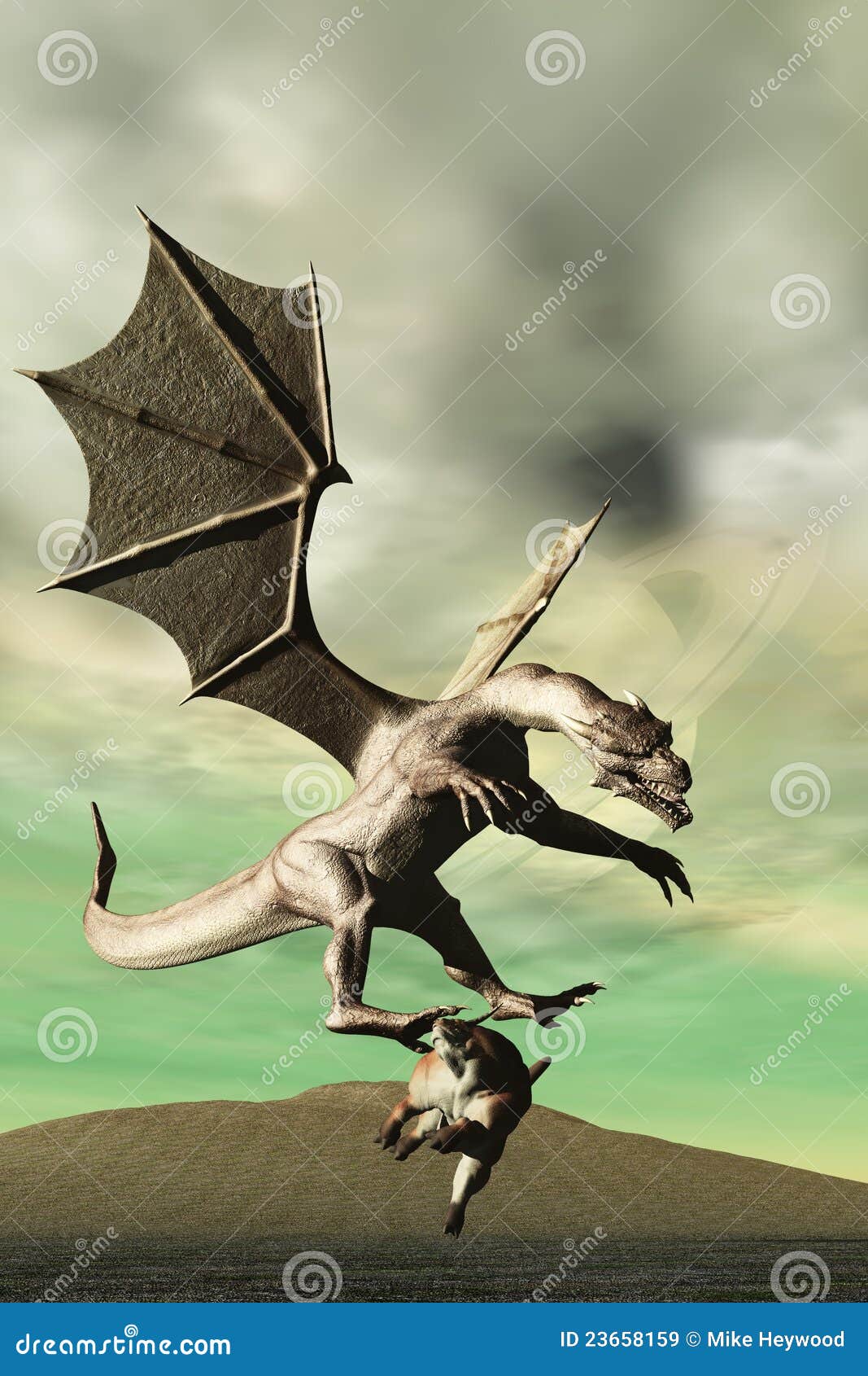 Dragon swoops for the kill stock illustration. Illustration of ...