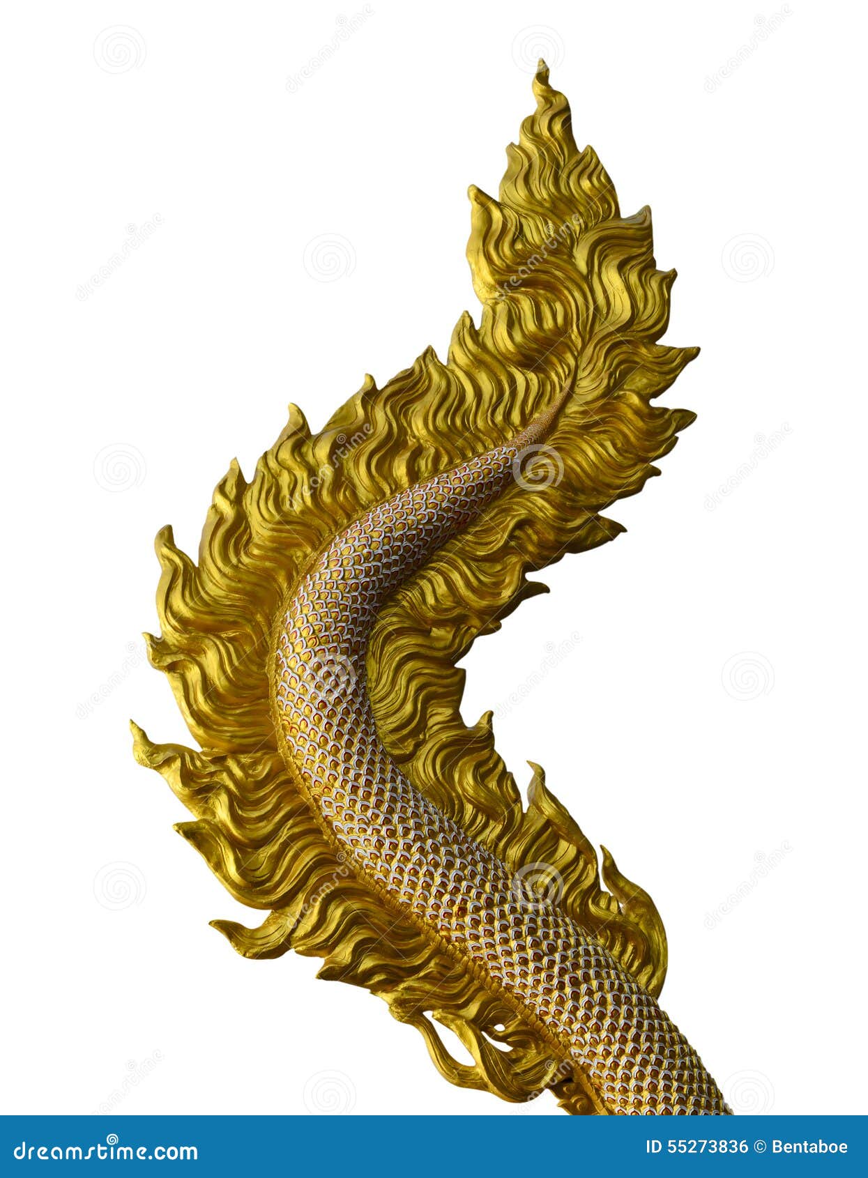 Dragon Tail Sculpture Isolated On White Background Stock Photo - Image ...