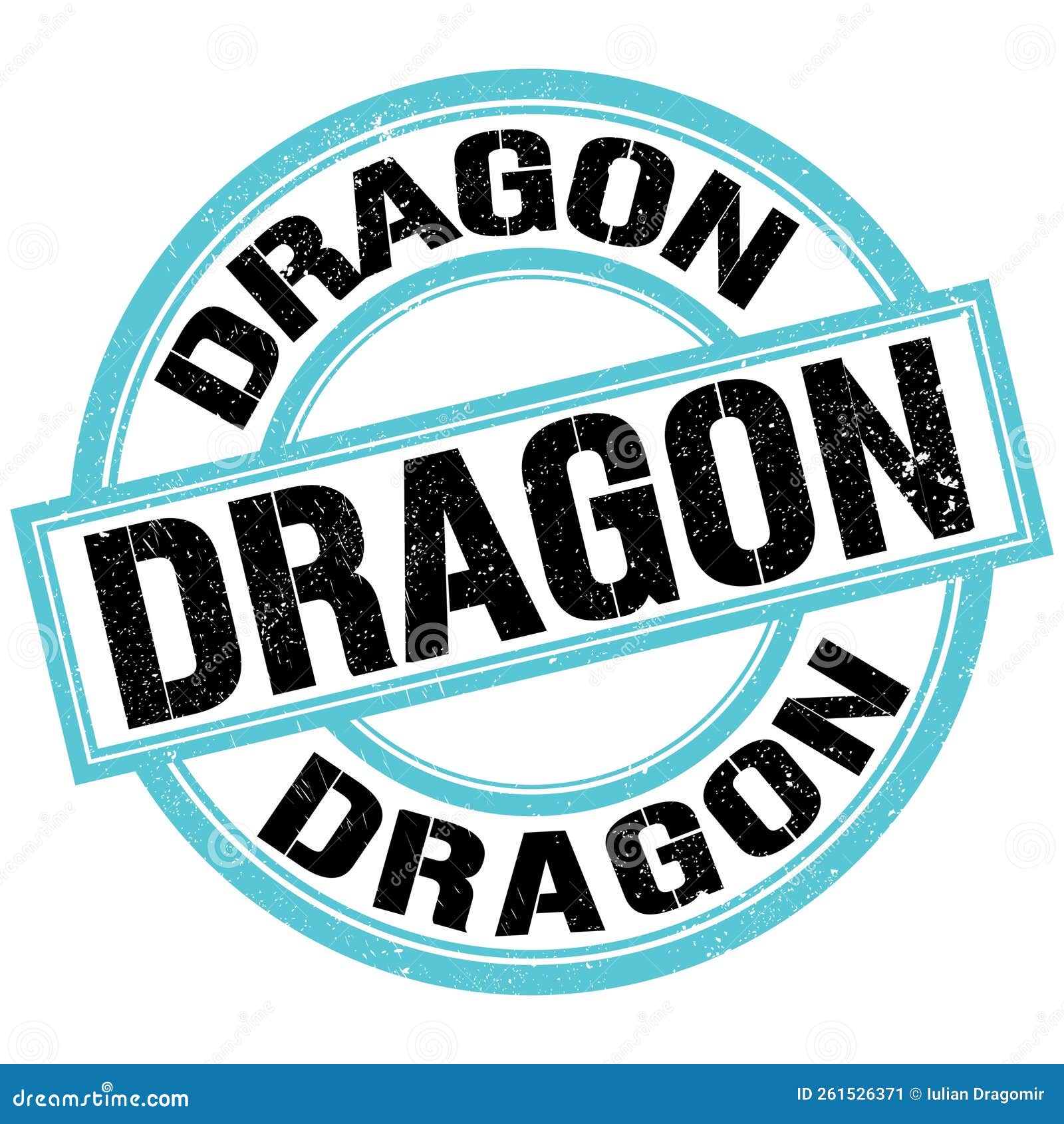 DRAGON Text on Blue-black Round Stamp Sign Stock Illustration ...