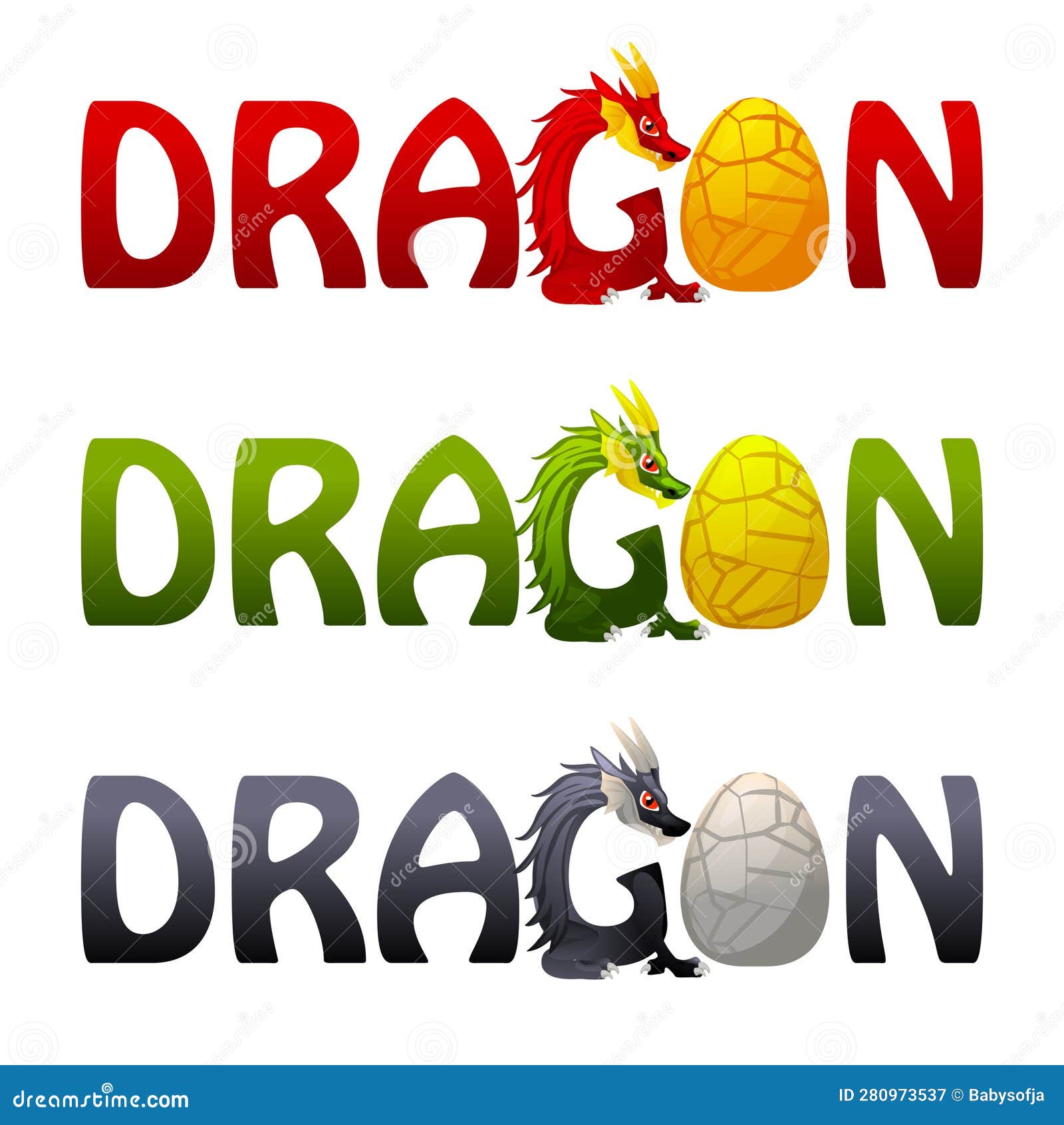 Dragon Text. Chinese Dragon and Dragon Egg Stock Vector - Illustration ...