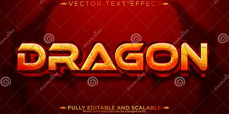 Dragon Text Effect, Editable Fire and Gamer Font Style Stock Vector ...