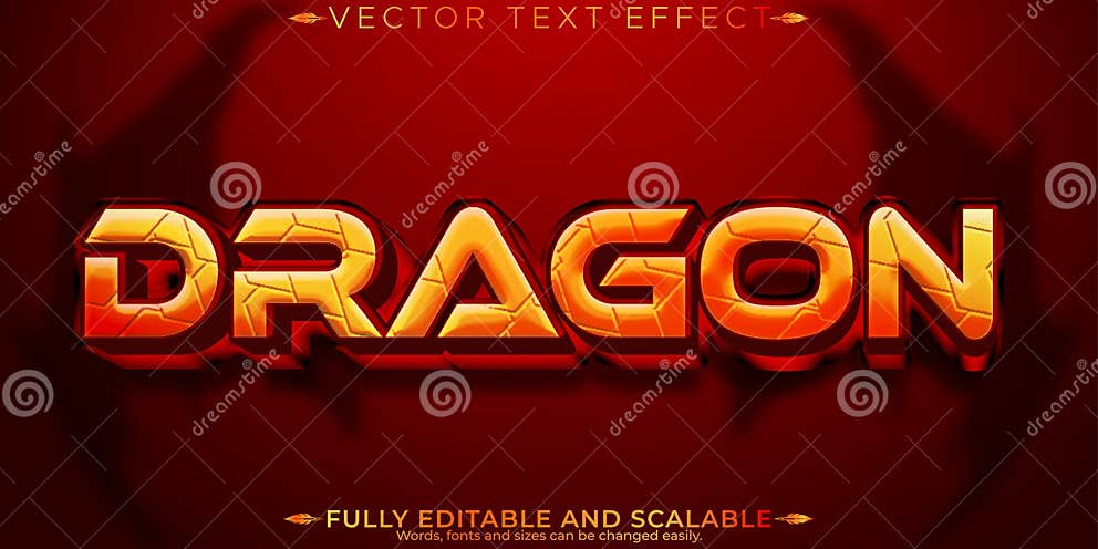 Dragon Text Effect, Editable Fire and Gamer Font Style Stock Vector ...