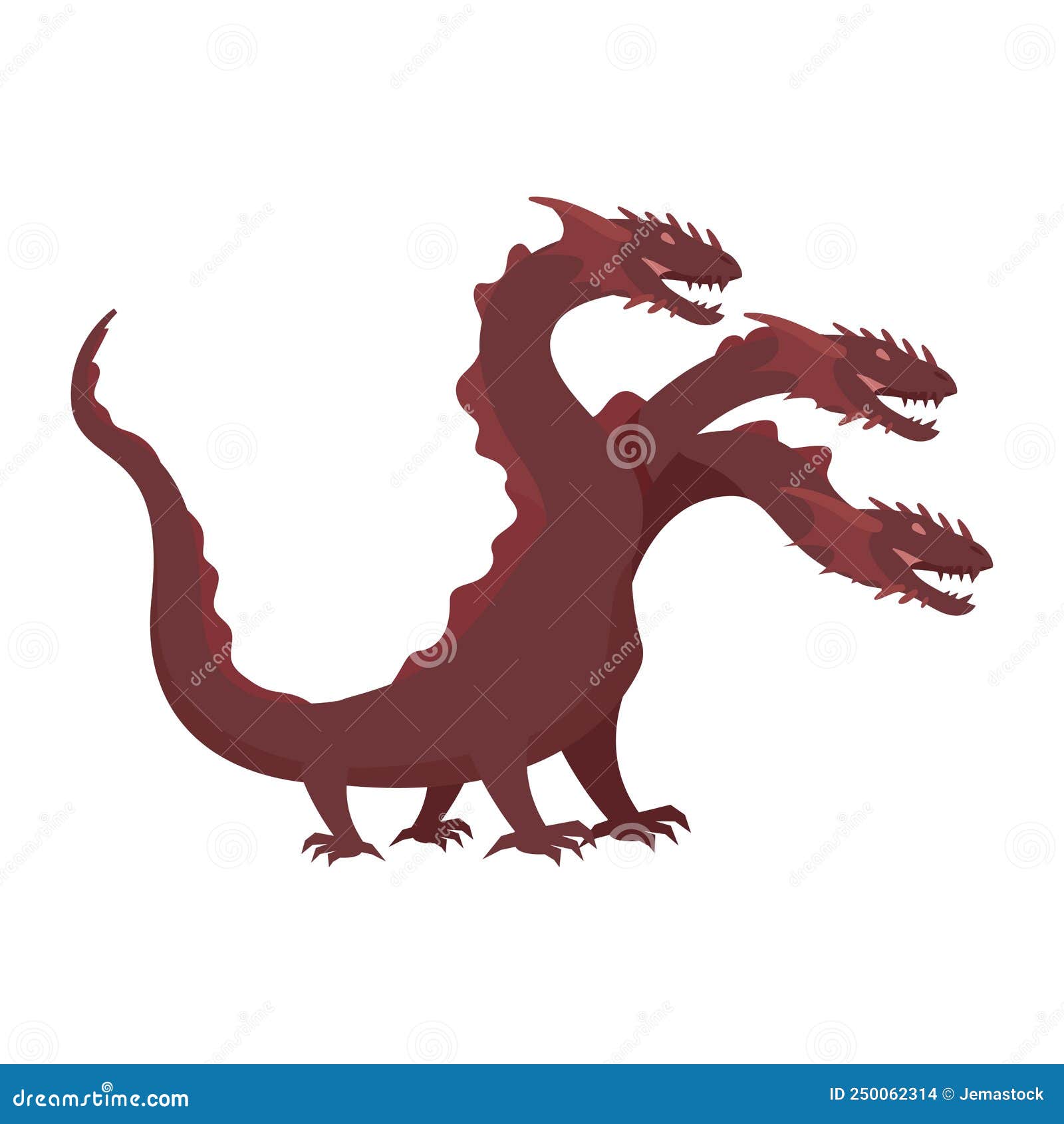 Dragon with three heads stock vector. Illustration of story - 250062314