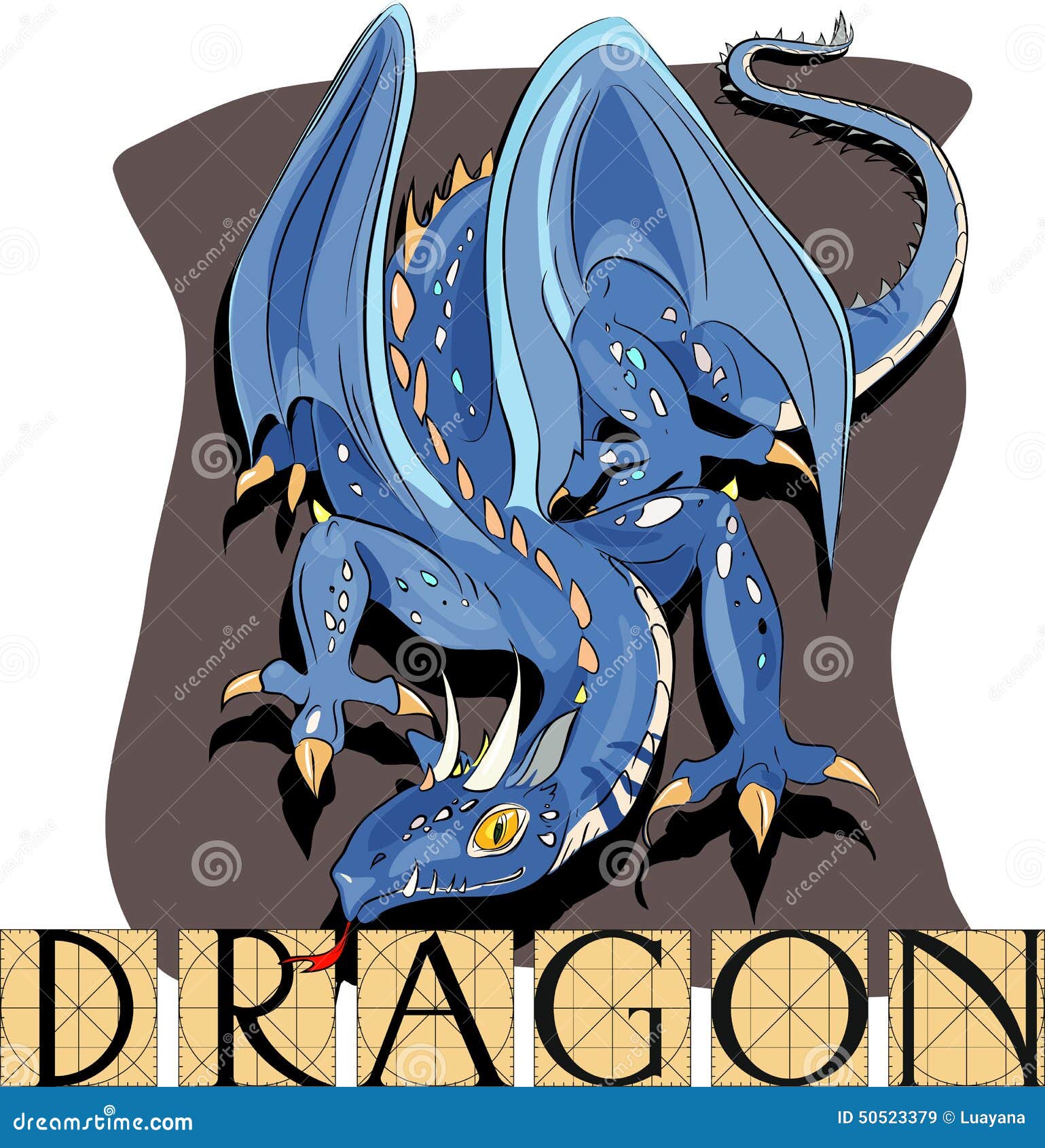 Dragon with title stock vector. Illustration of fabulous - 50523379