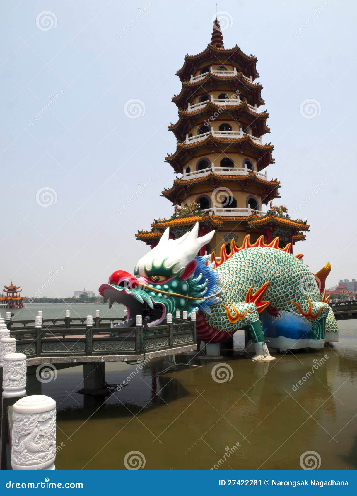 Dragon Tower in Taiwan stock image. Image of lotus, culture - 27422281