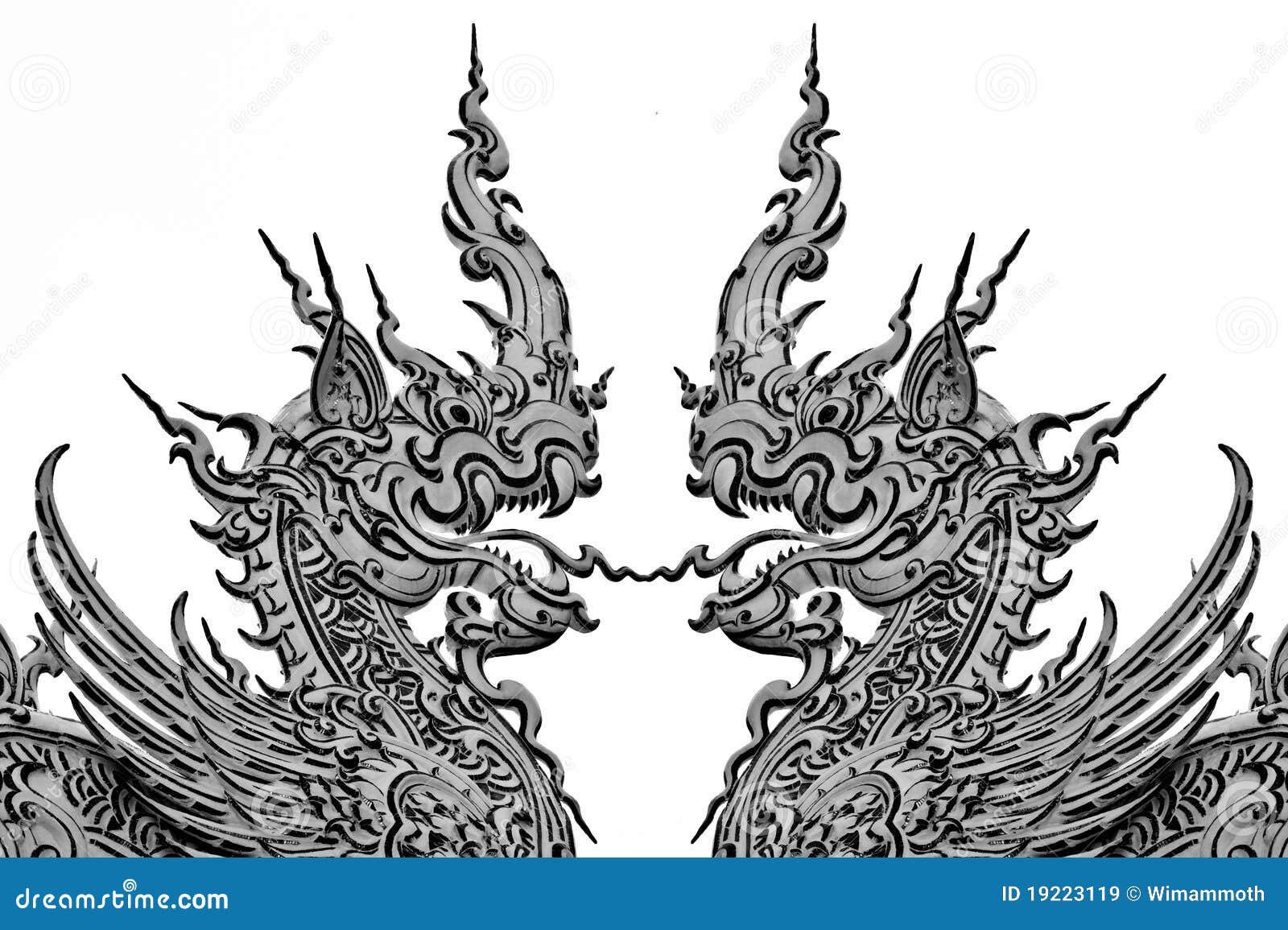 Dragon in Traditional Thai Style Molding Art Stock Image - Image of ...