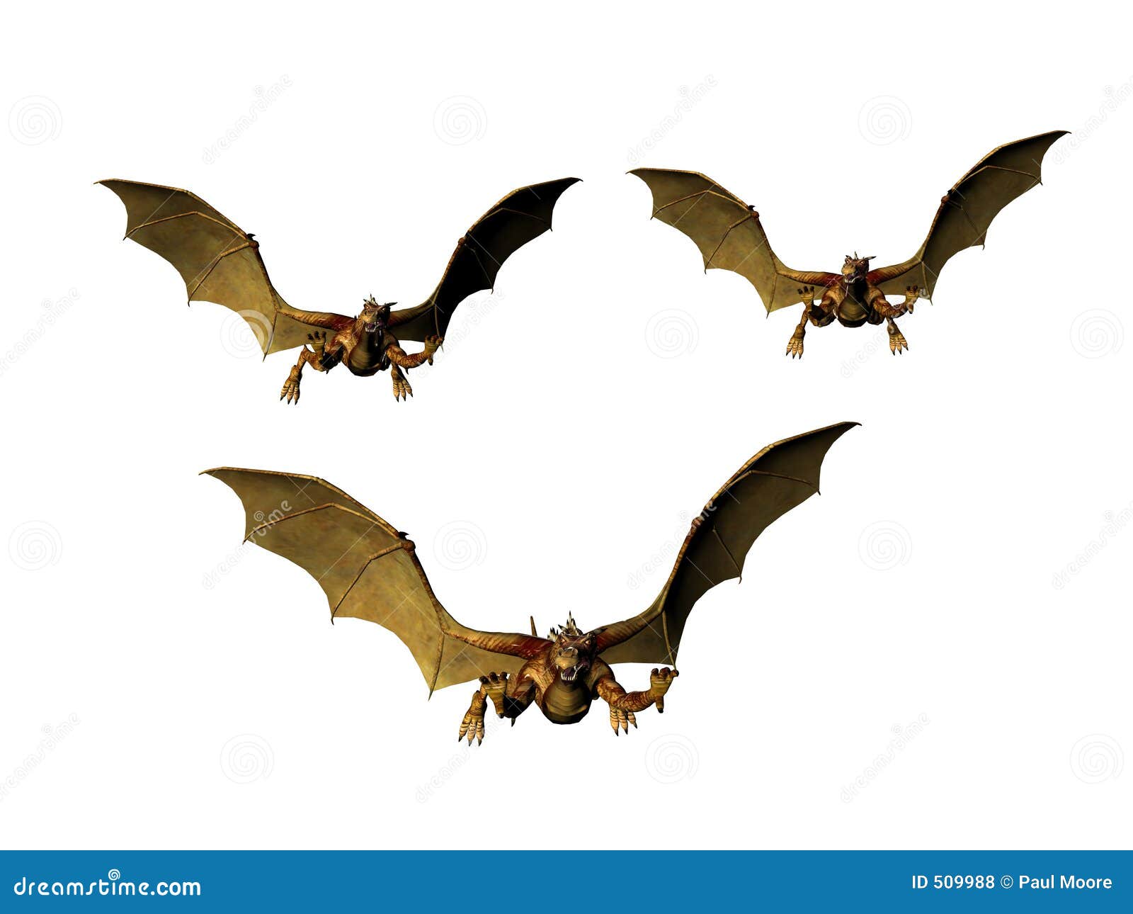 Dragon Trio stock illustration. Illustration of fairy, creature - 509988