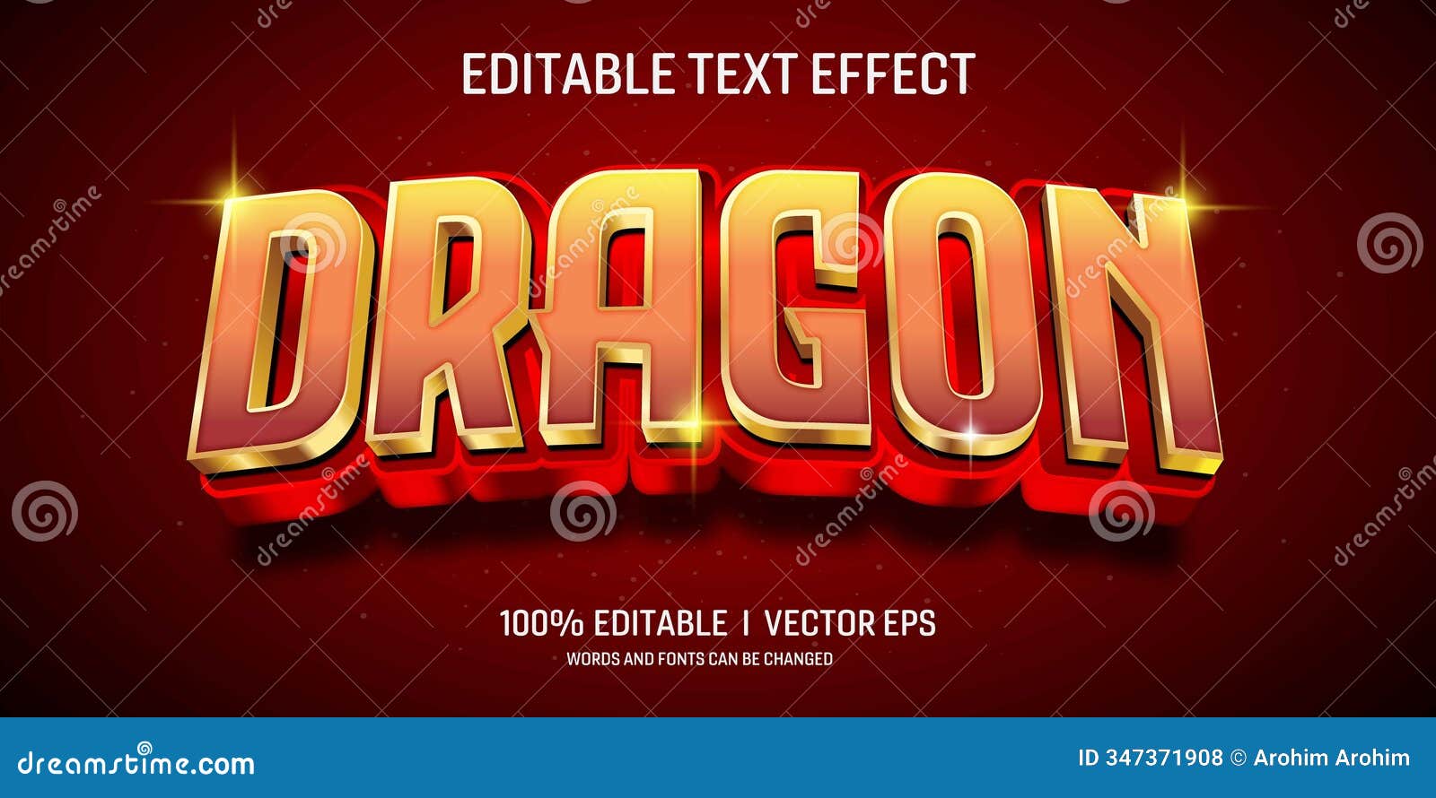 Dragon Vector 3d Text Effect with Modern Style Design Stock ...