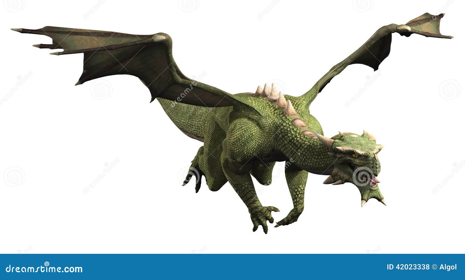 Dragon Vert En Vol Illustration Stock - Image: 42023338
