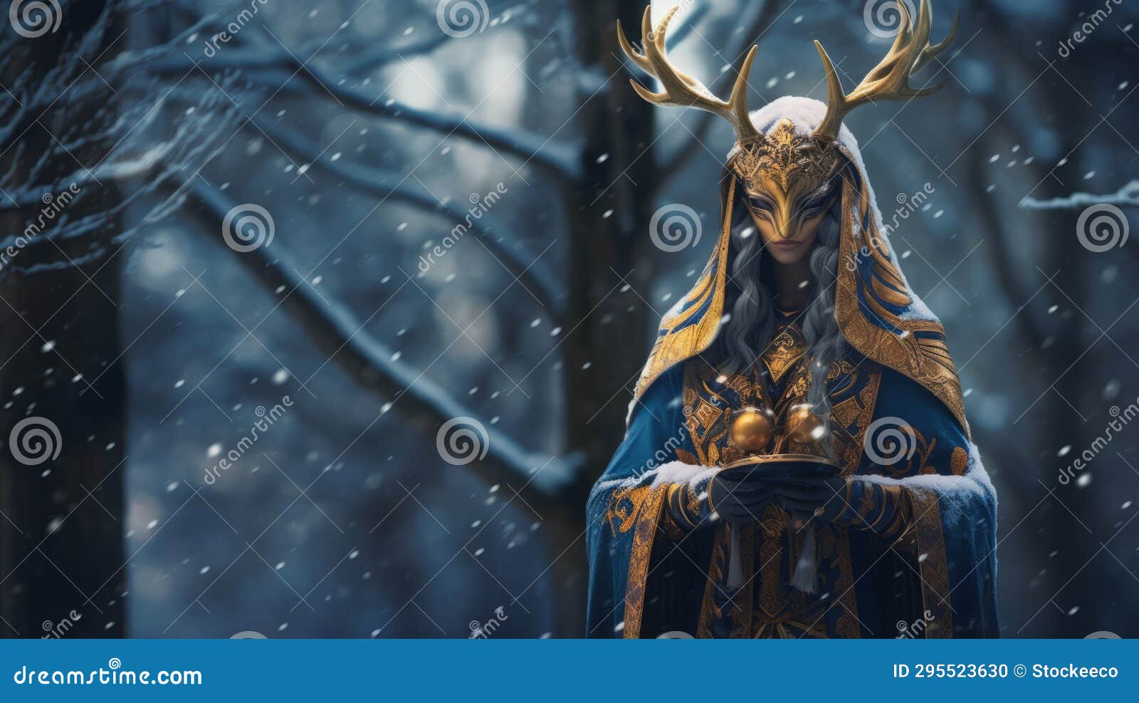 Dragoncore a Stunning Lady with Horns in Azure and Gold Stock ...