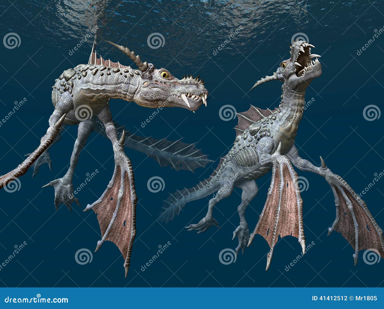 Dragones de agua stock de ilustración. Ilustración de monstruo - 41412512