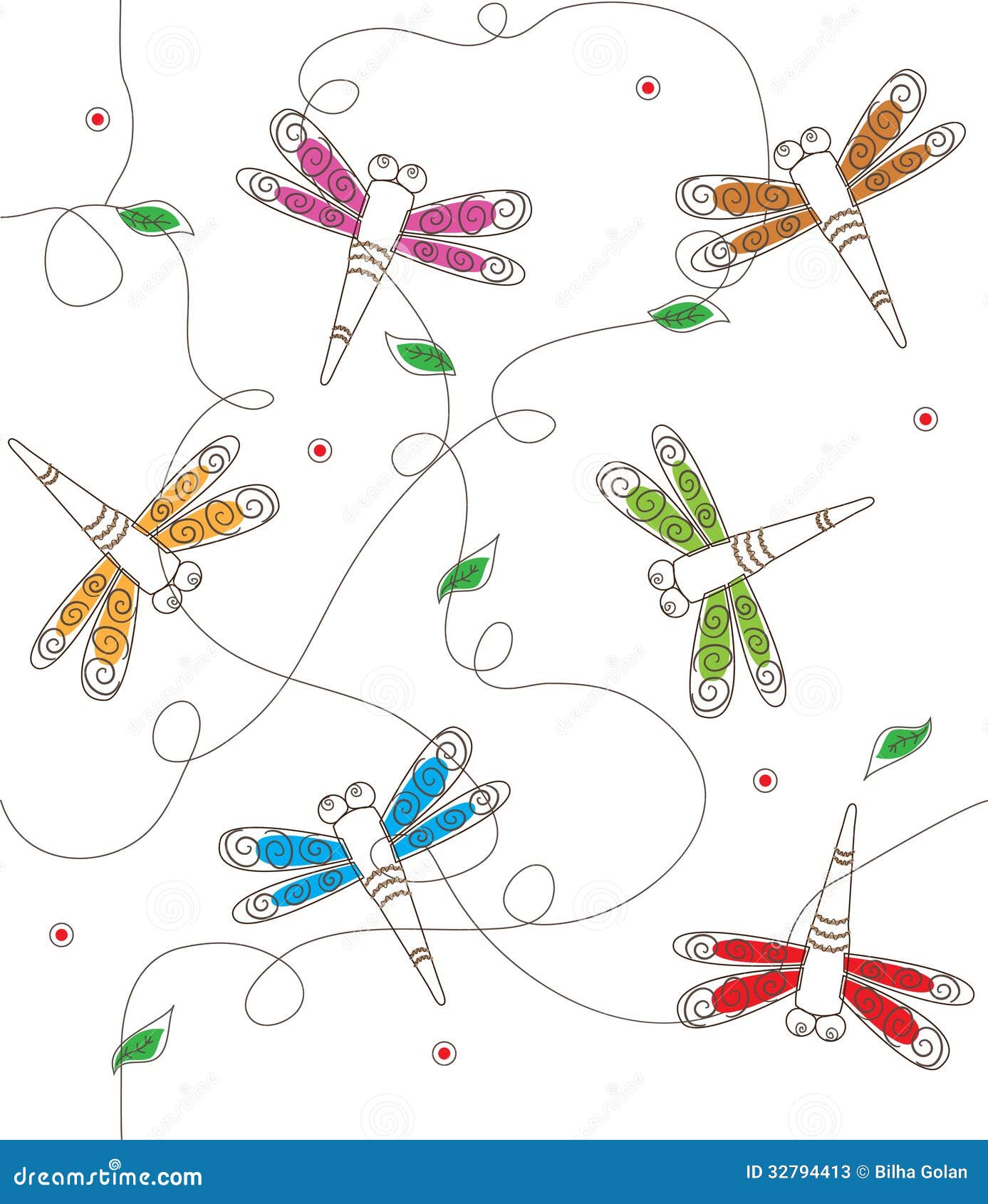 Dragonflies Pattern stock vector. Illustration of decorative - 32794413