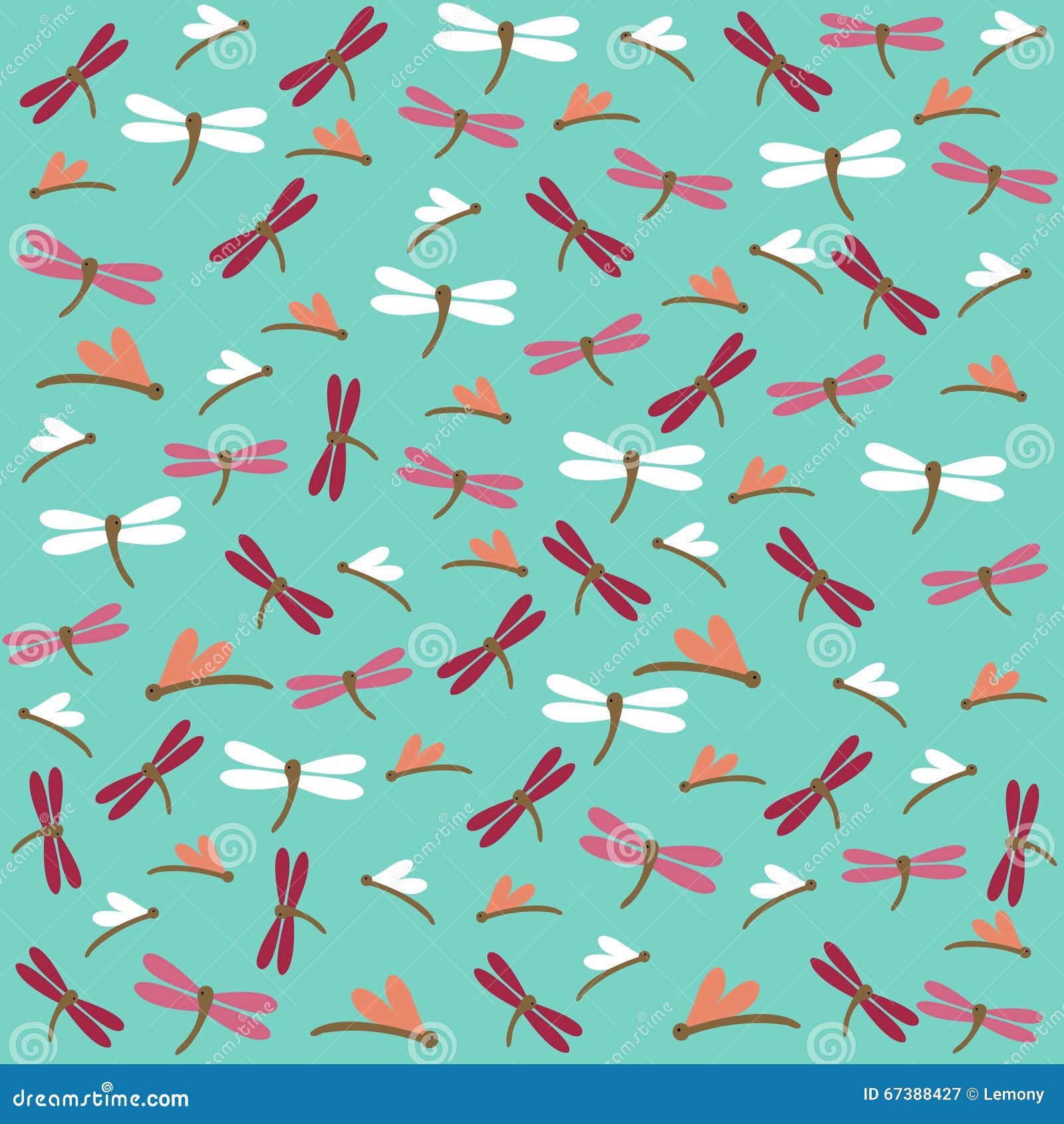 Dragonflies Seamless Floral Pattern Stock Vector - Illustration of ...