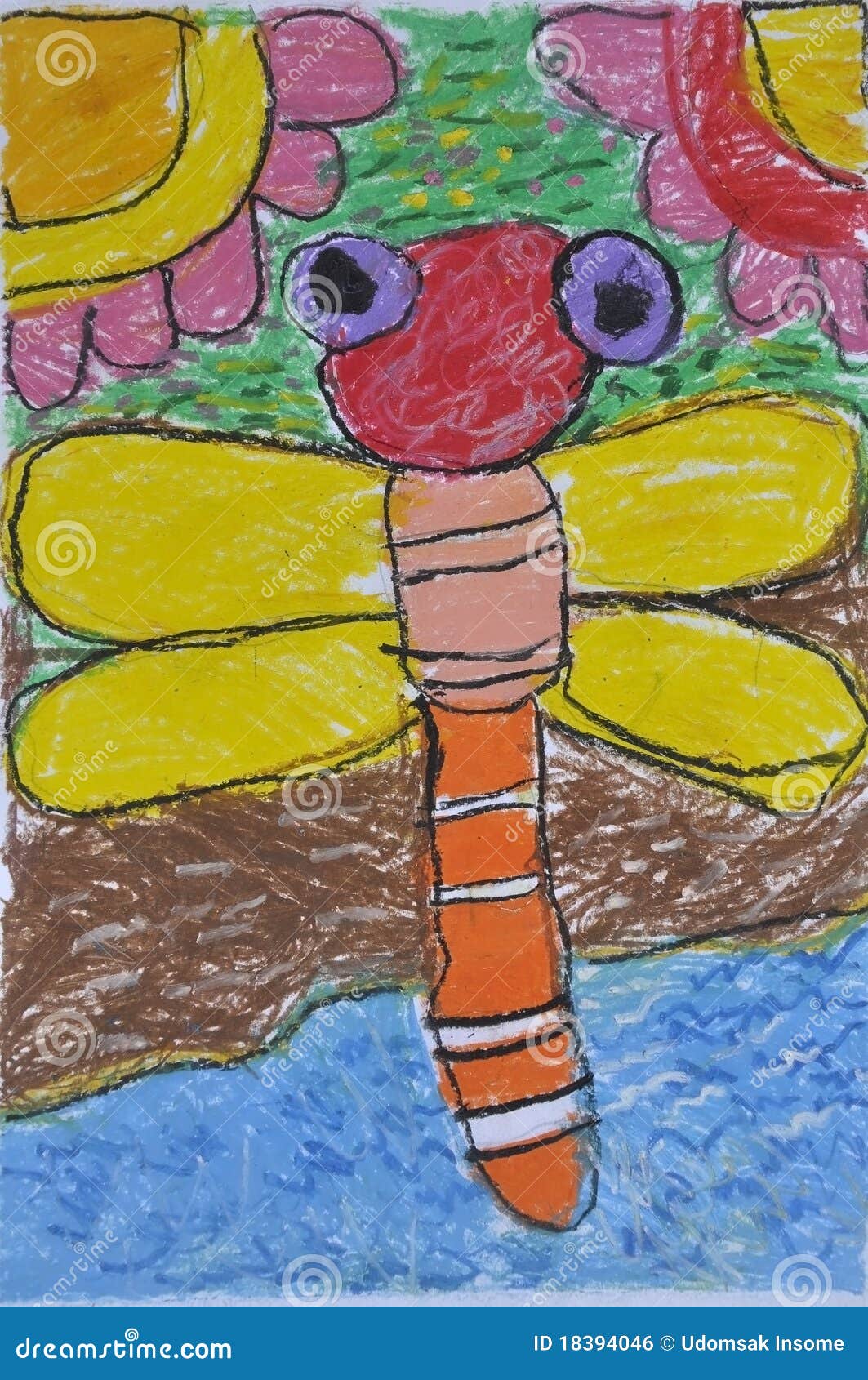 Dragonfly As Free Hand Drawing Stock Photo - Image of colorful, play ...