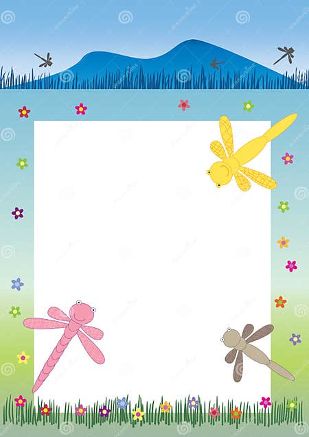 Dragonfly Banner and Frame Writing Template Stock Vector - Illustration ...