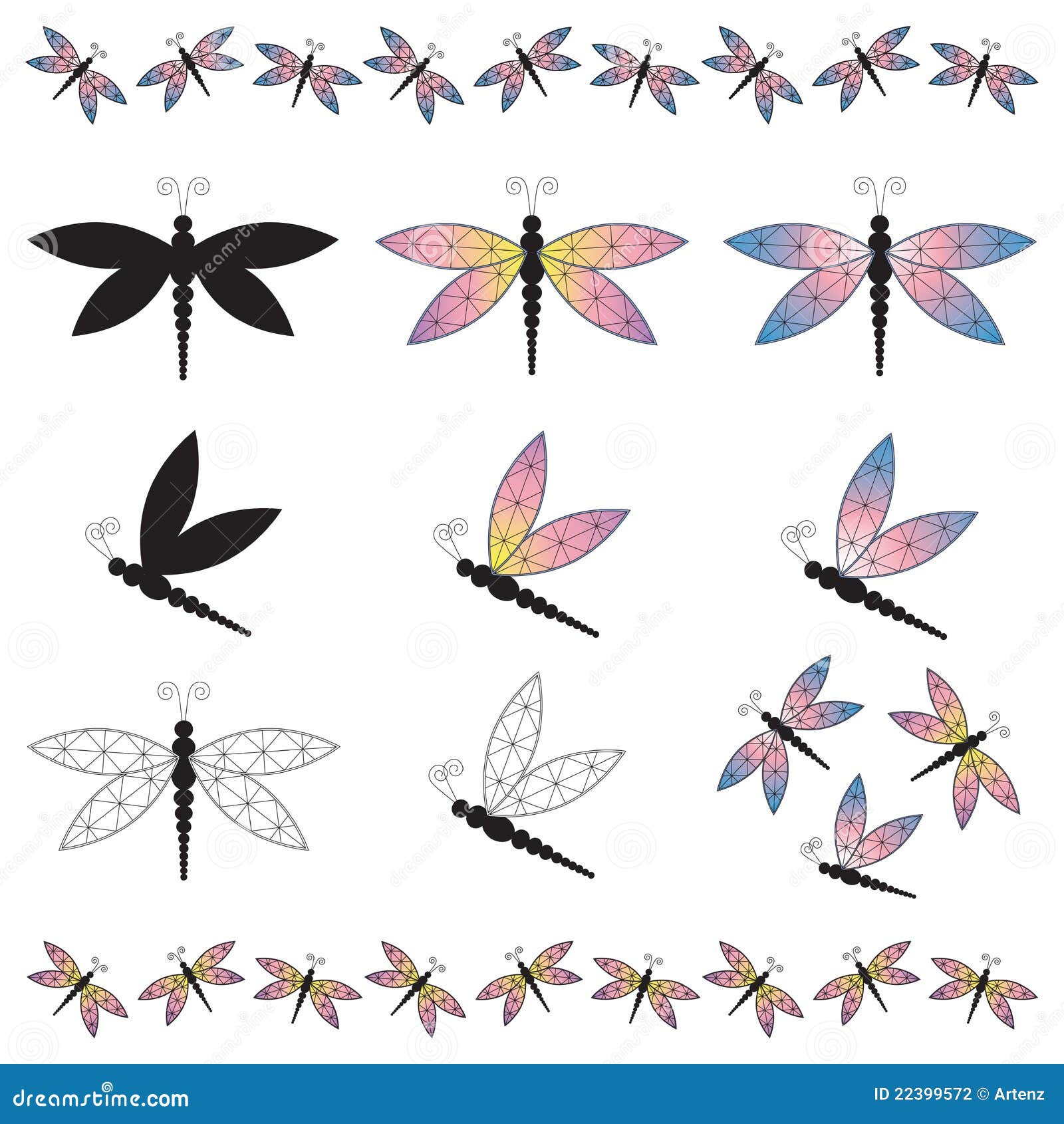 Dragonfly Borders stock illustration. Illustration of purple - 22399572