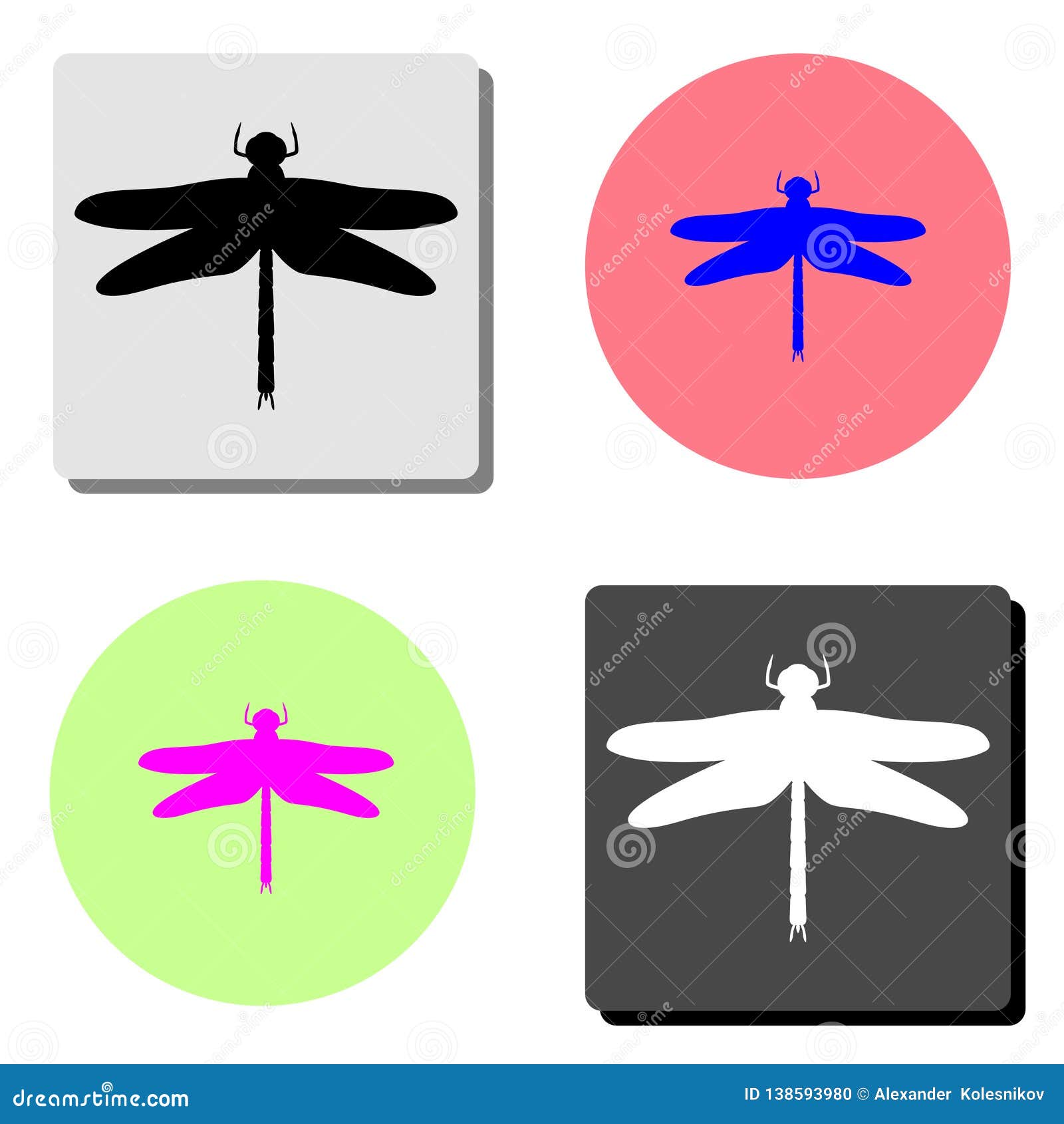 Dragonfly. flat icon stock illustration. Illustration of dragon - 138593980