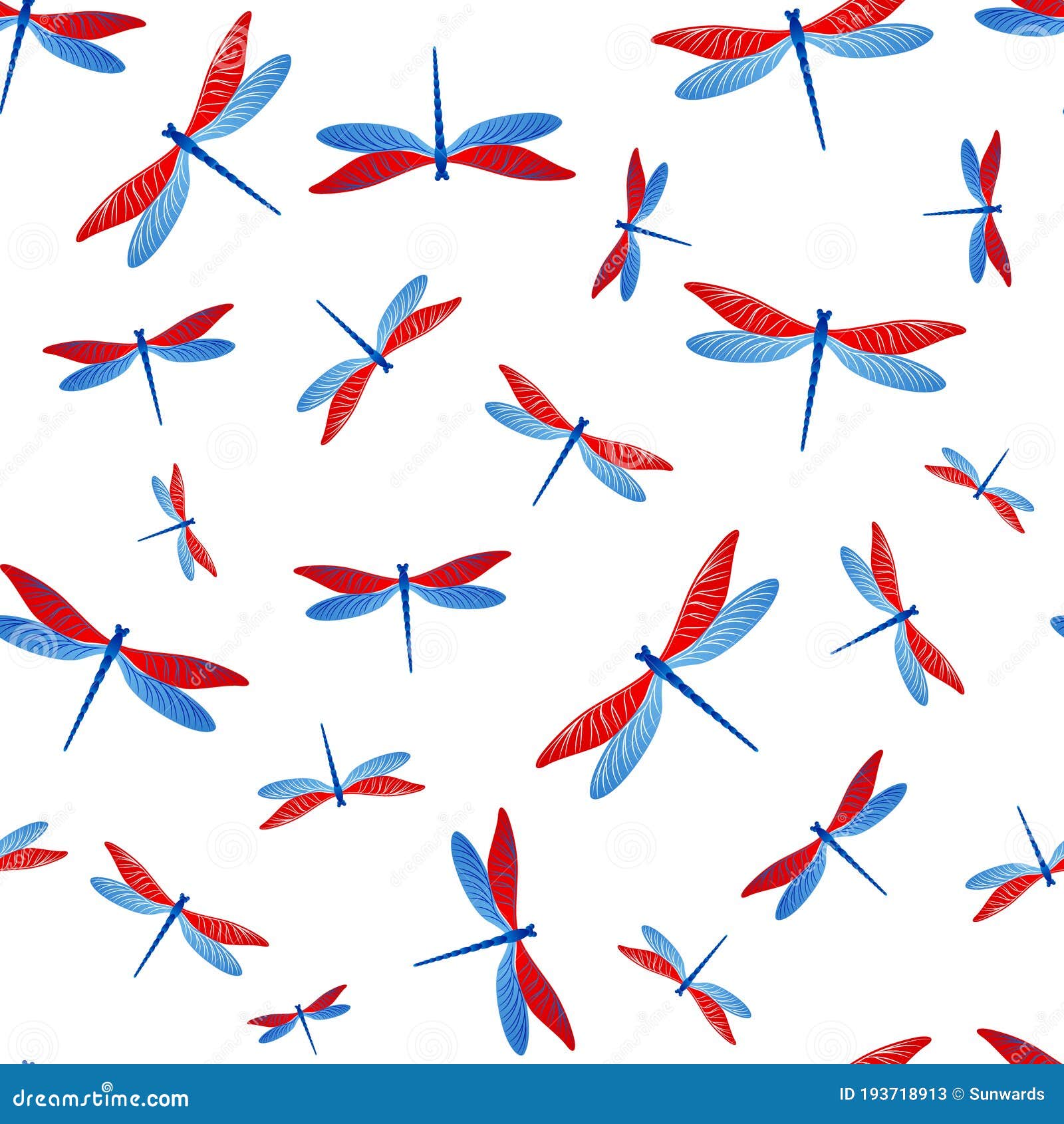 Dragonfly Flat Seamless Pattern. Repeating Clothes Fabric Print with ...