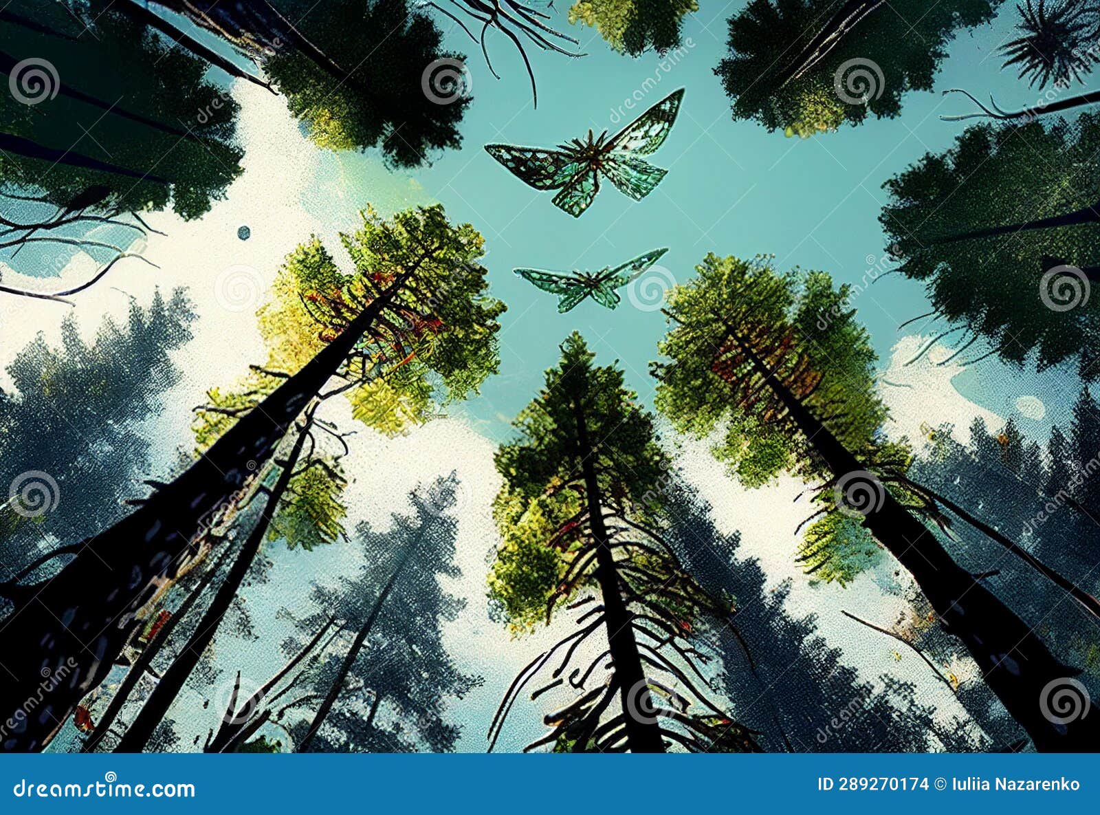 Dragonfly Flies Over the Treetops. AI Generated Stock Photo - Image of ...