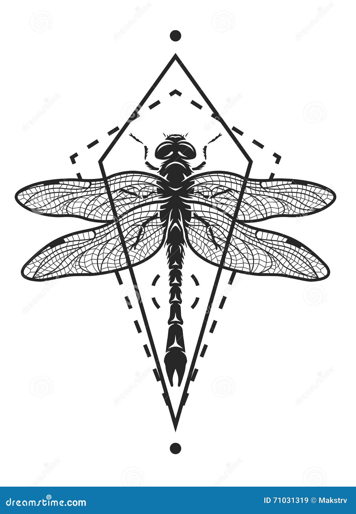 Dragonfly and Geometric Elements. Stock Vector - Illustration of ...